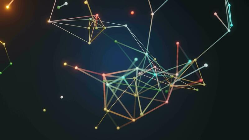 Digital Plexus connect line and dots moving, Futuristic technology neural networks, Artificial ...