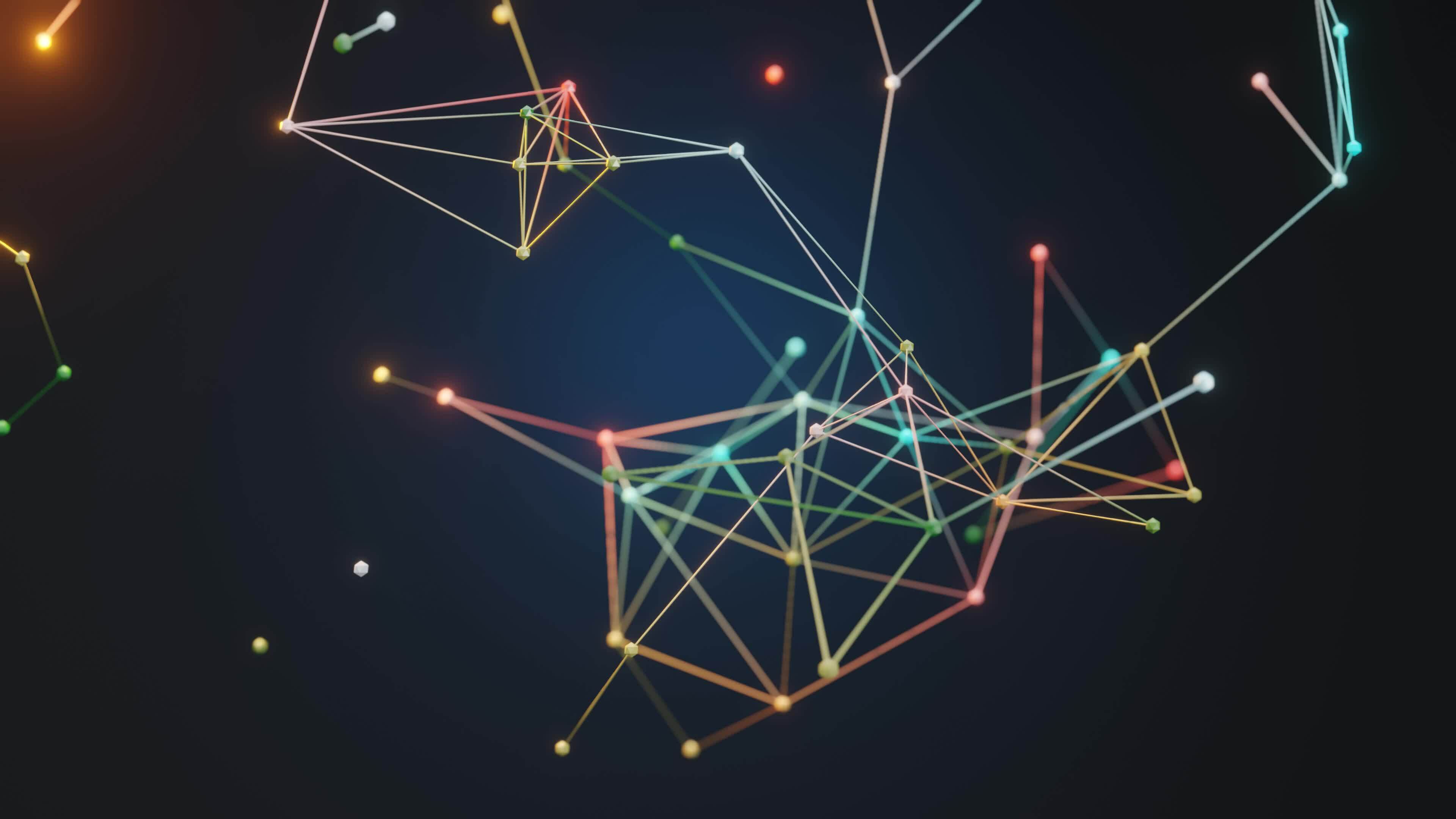 Digital Plexus connect line and dots moving, Futuristic technology neural networks, Artificial ...