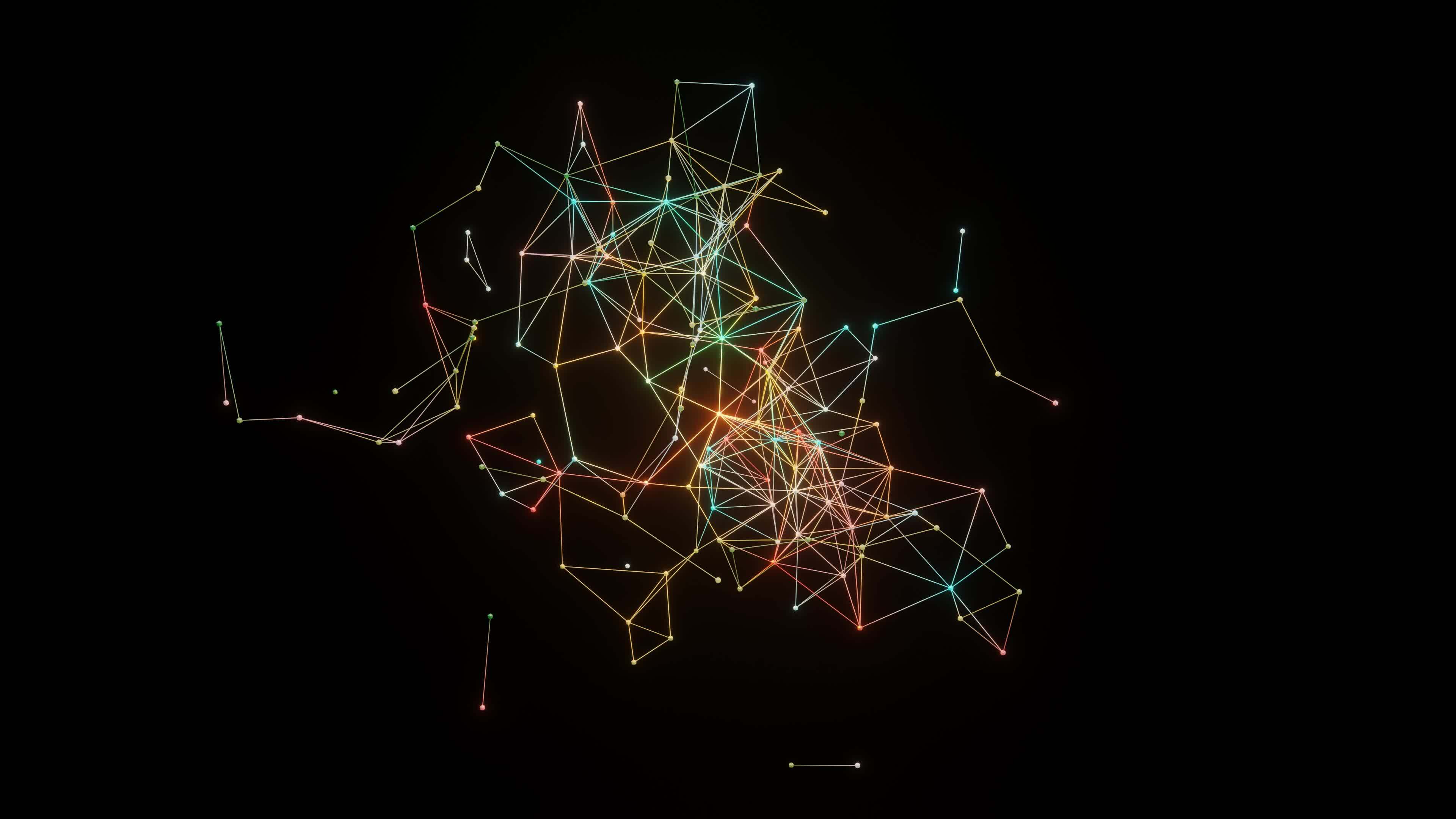 Digital Plexus connect line and dots moving, Futuristic technology neural networks, Artificial ...