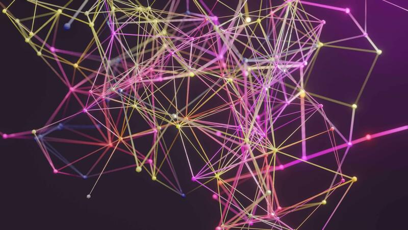 Digital Plexus connect line and dots moving, Futuristic technology neural networks, Artificial ...