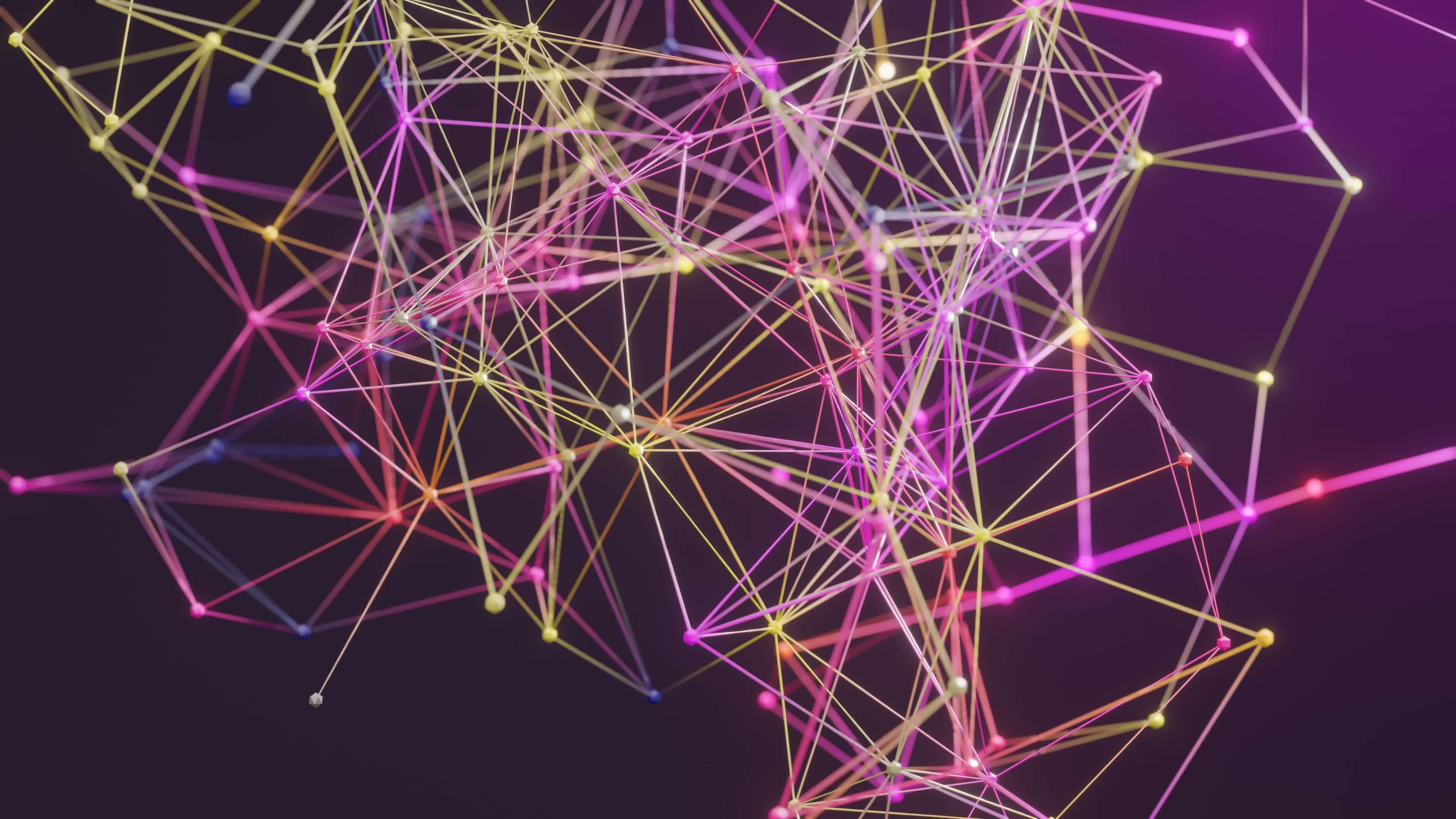 Digital Plexus connect line and dots moving, Futuristic technology neural networks, Artificial ...