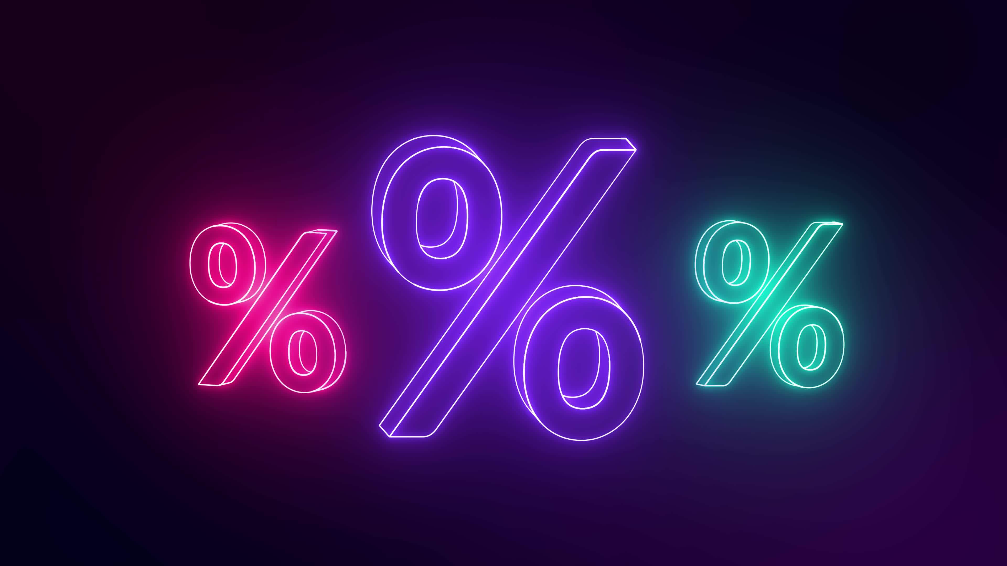 Three Neon percentage sign. Neon percentage sign. Online shopping, sale ... Three Neon percentage sign. Neon percentage sign. Online shopping, sale ...