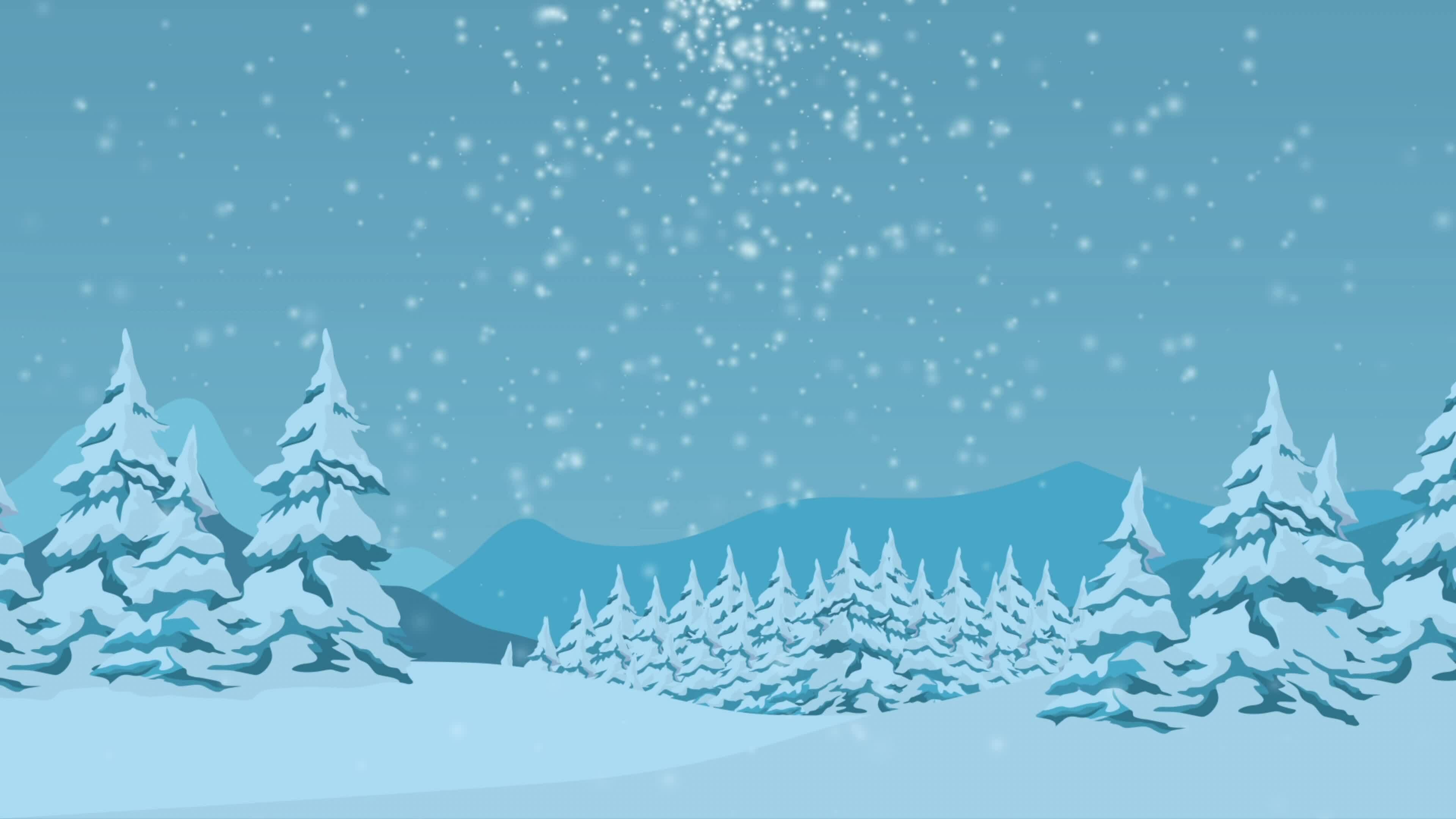 Forest landscape with a high winter spruce forest in snowy mountains at heavy snowfall ...