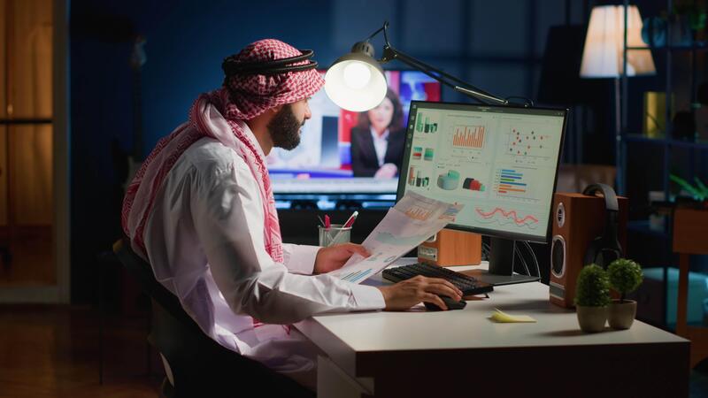 Arabic Teleworker Checking Analytics Statistical Data Set While