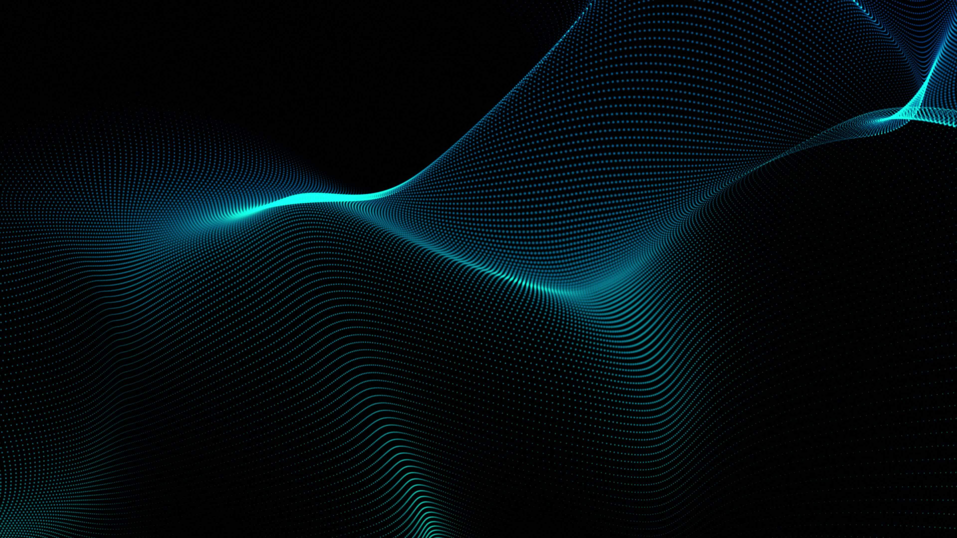 Abstract Blue Glowing Line Particles Wave Dark Background Abstract