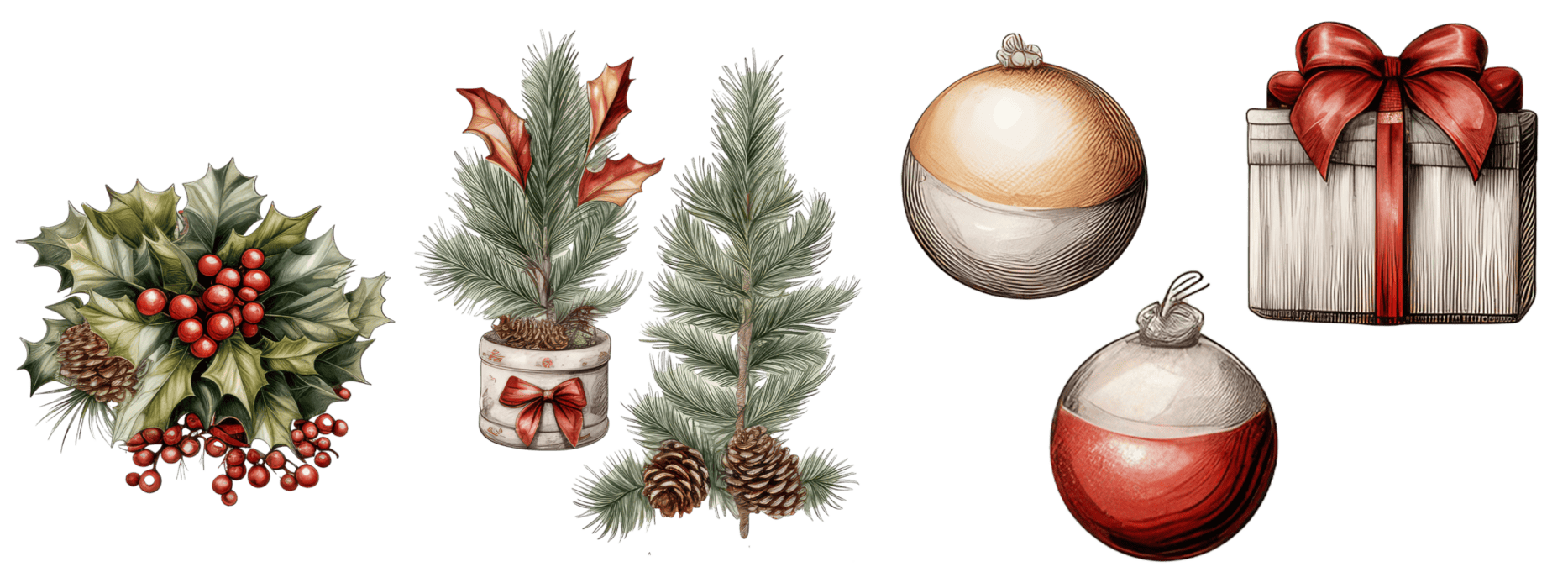 Realistic Christmas Decorations PNGs for Free Download