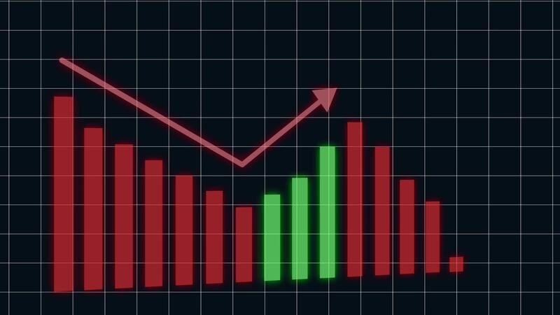 animated infographic chart graph business downtren and uptrend. video footage animation motion ...