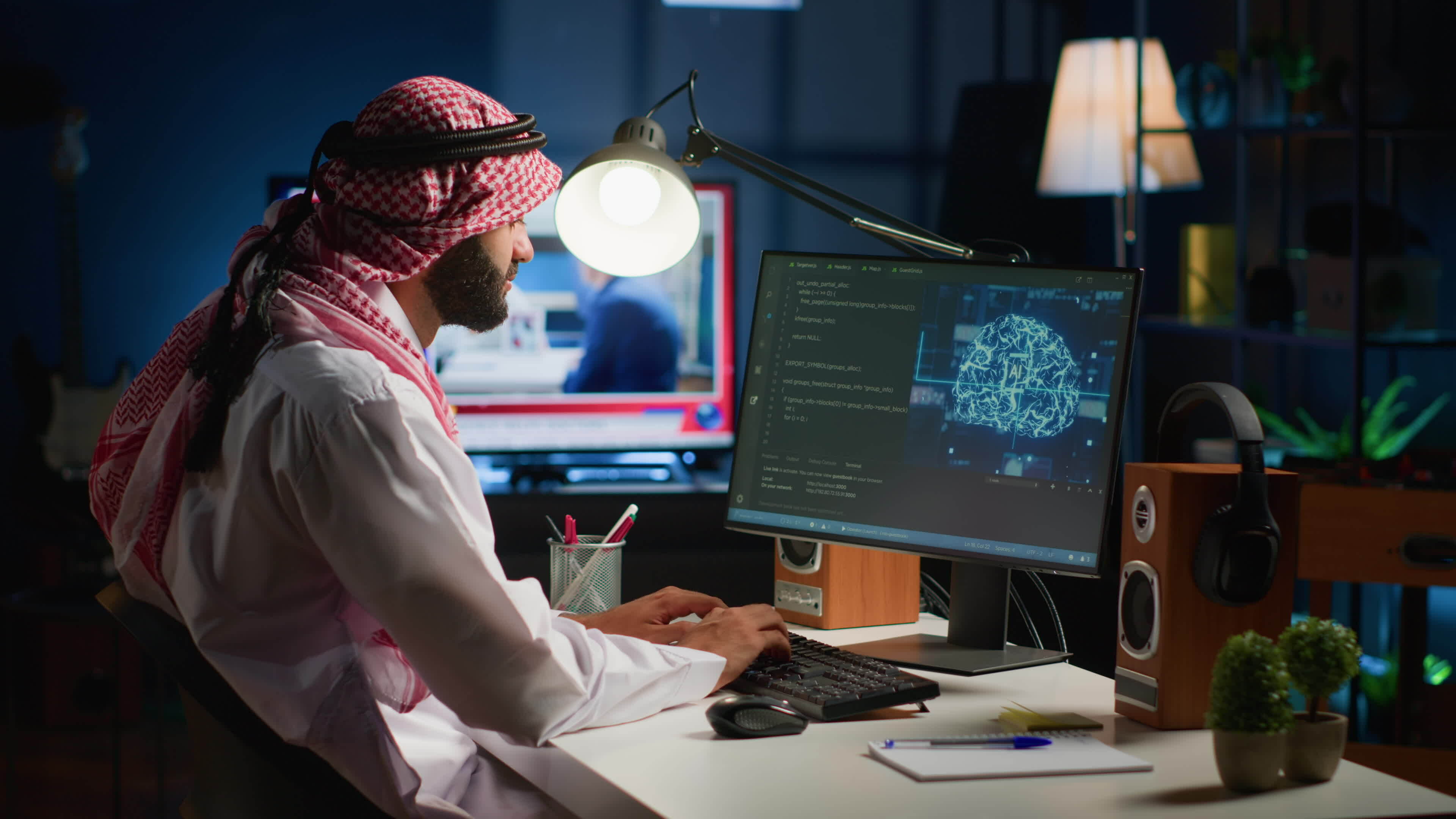 Knowledgeable data scientist updating neural networks, writing complex ... Knowledgeable data scientist updating neural networks, writing complex ...