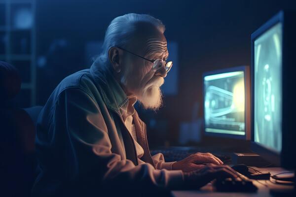 Old Man Computer Stock Photos, Images and Backgrounds for Free Download