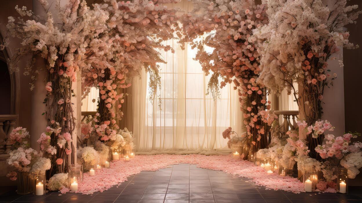 Wedding Backdrop Aesthetic Flower Decoration Indoor Studio Background ...