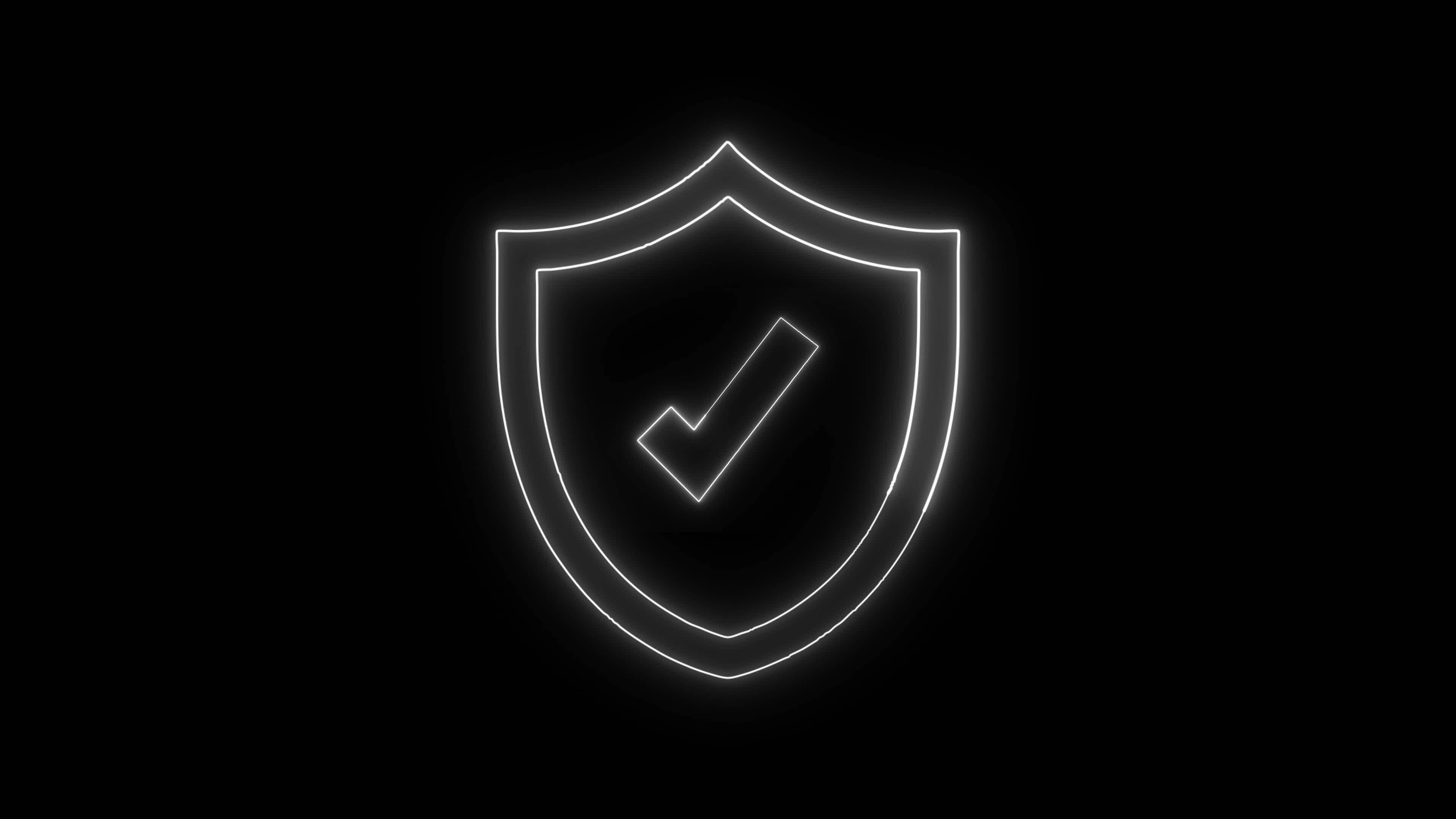 Cyber Security Glowing Icon With Shield And Check Mark Security