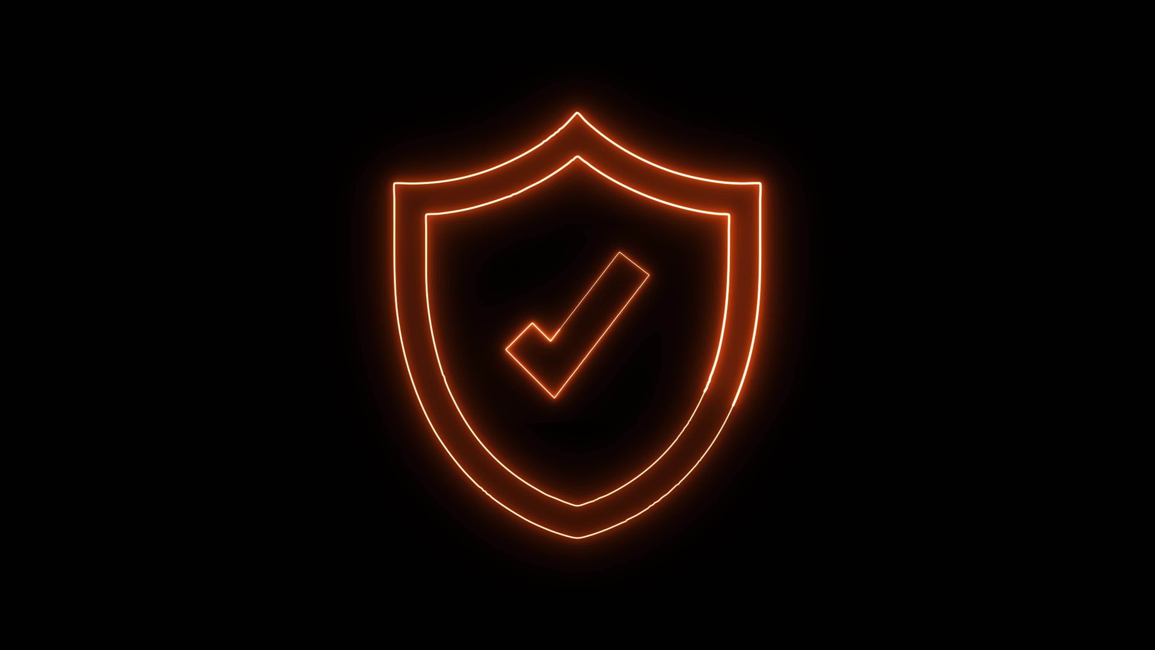 Cyber Security Glowing Icon With Shield And Check Mark Security