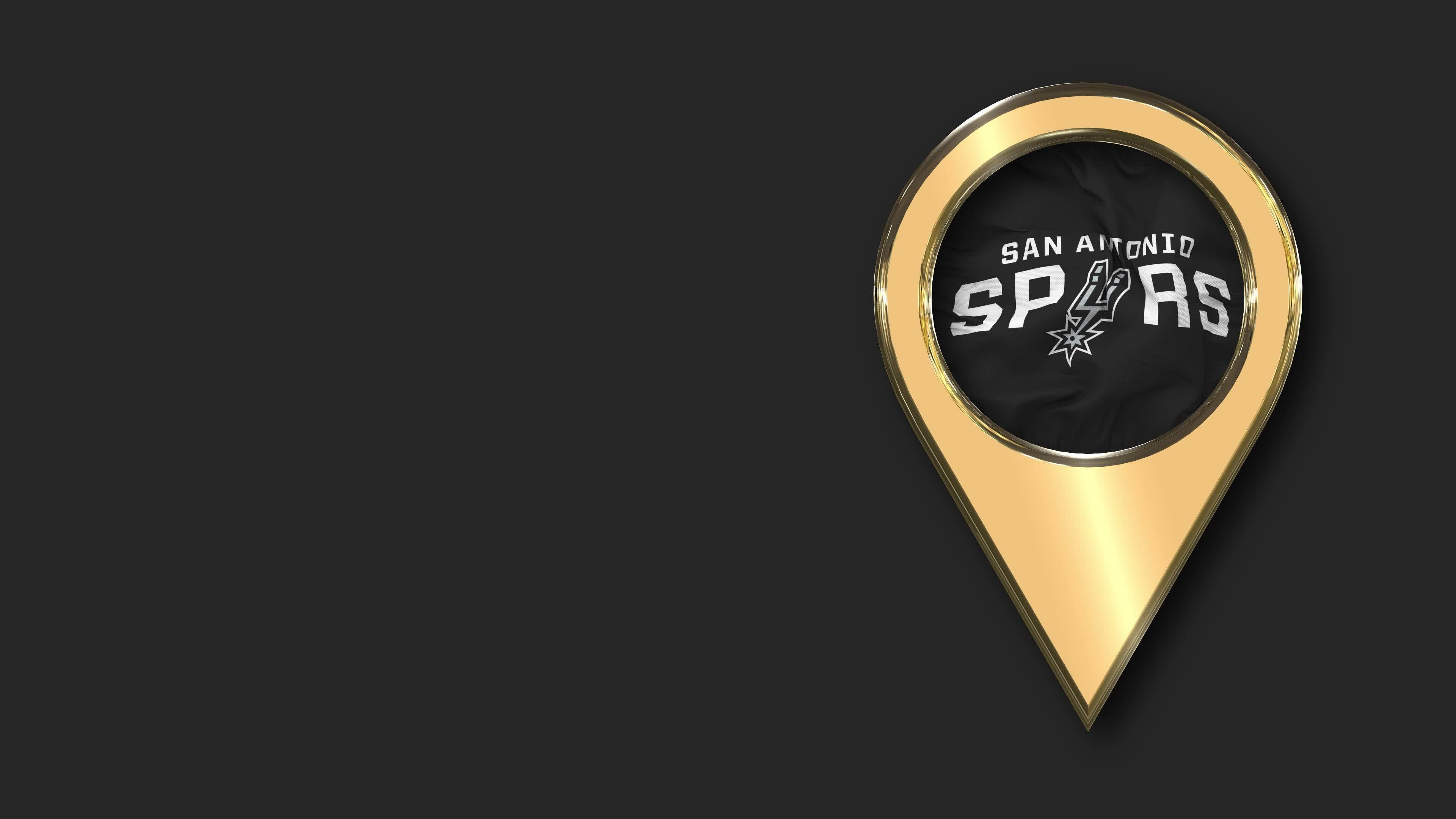 San Antonio Spurs Gold Location Icon Flag Seamless Looped Waving Space On Left Side For Design