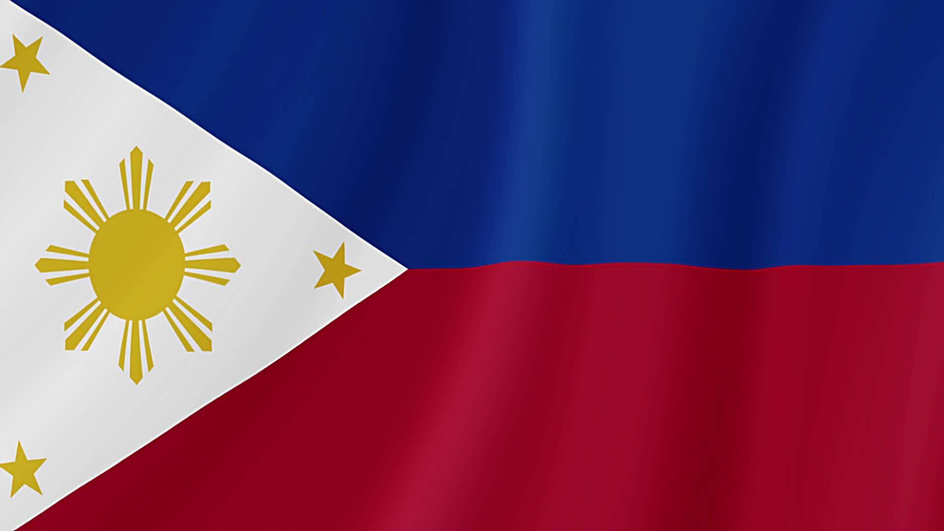 Philippines waving flag. Philippine realistic flag animation. Close up motion loop background ...