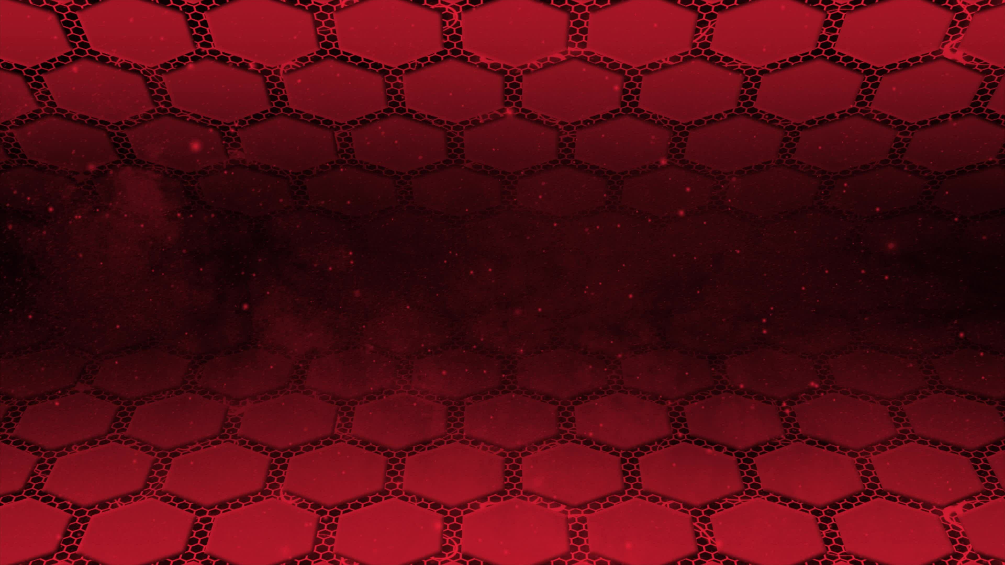 Abstract Hi Tech Hexagonal Shapes With Moving Particles In Space Futuristic Background Red Hex