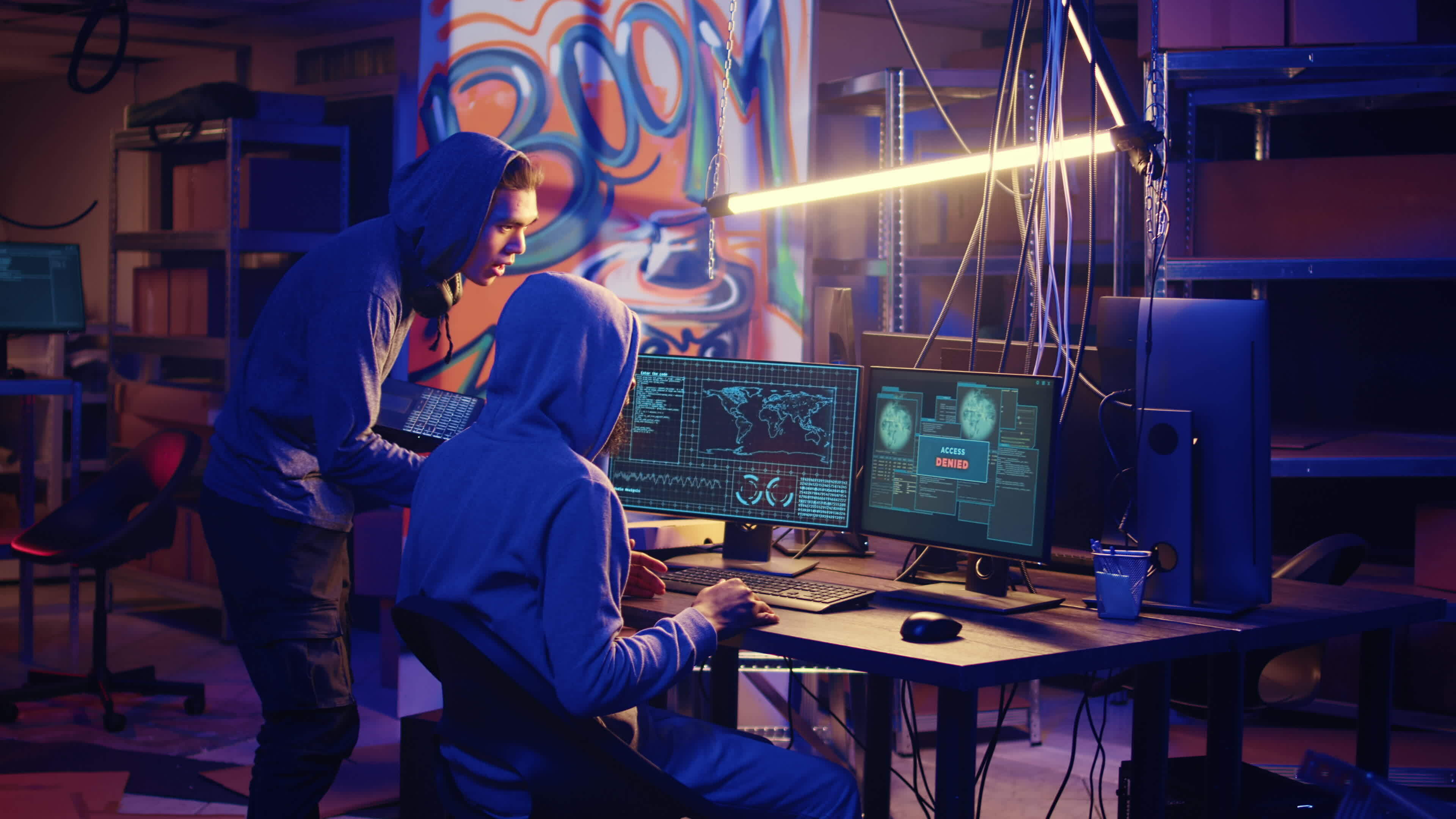 Spies in secret hideout trying to steal valuable data by hacking ... Spies in secret hideout trying to steal valuable data by hacking ...