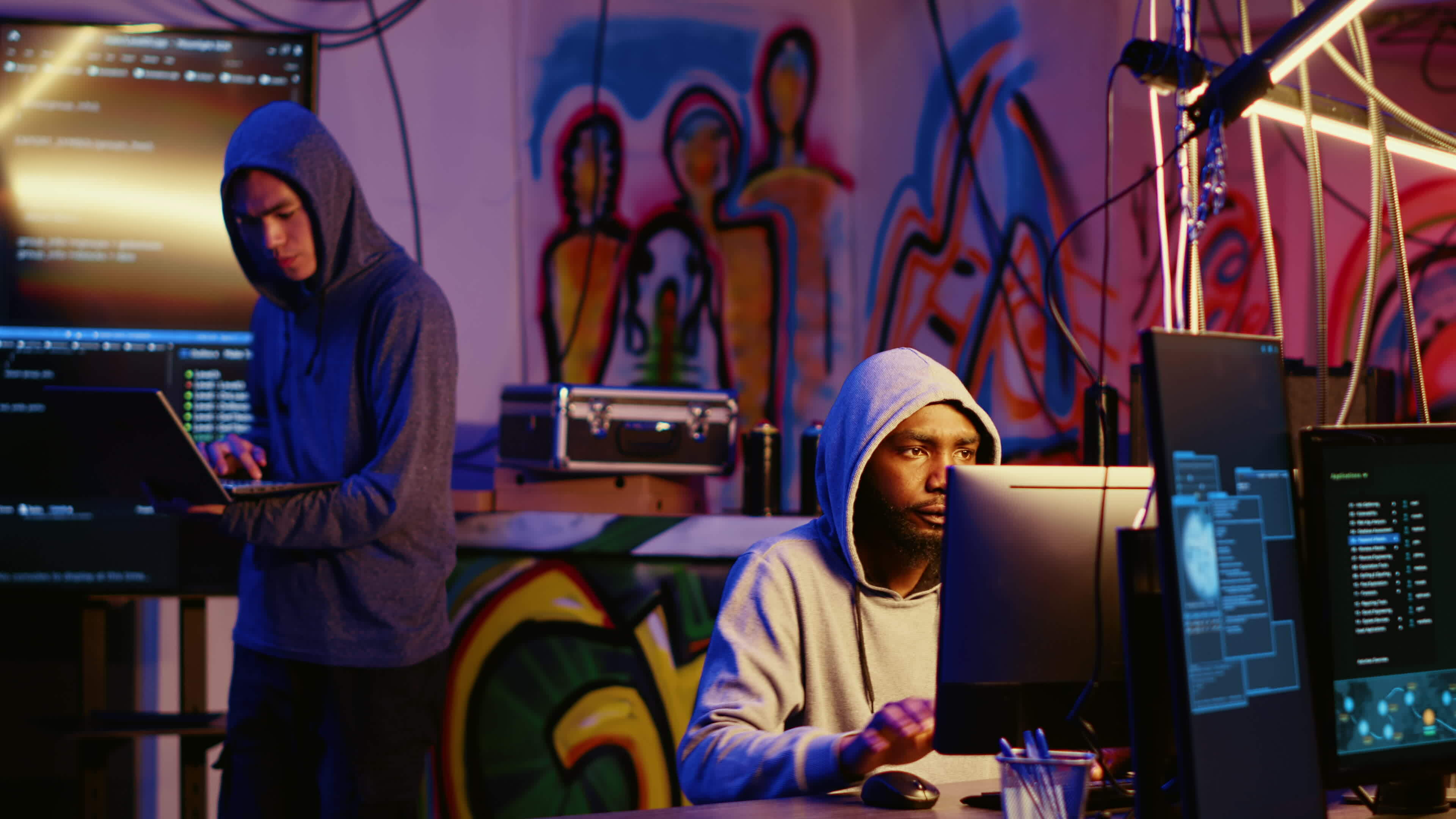 Rogue programmers in secret hideout discussing ways to best hide their ... Rogue programmers in secret hideout discussing ways to best hide their ...