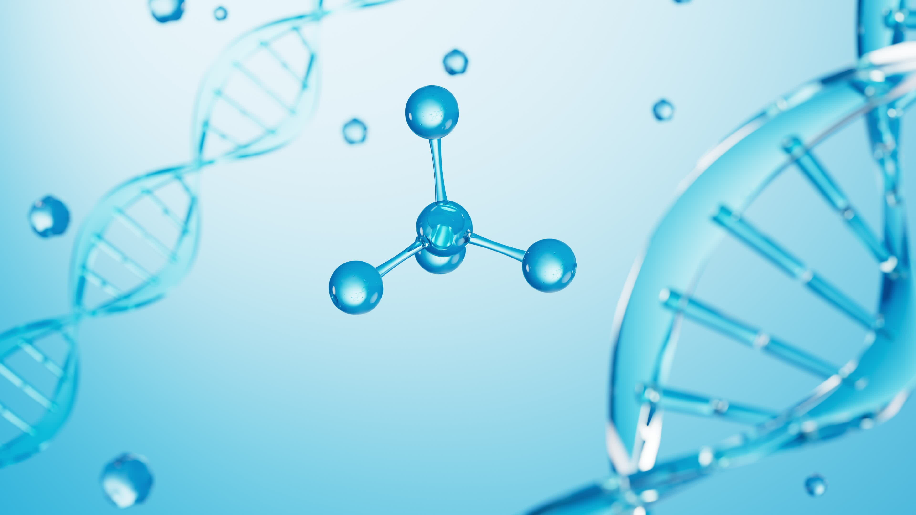 Dna And Molecular Structure In The Blue Background 3d Rendering 34774394 Stock Video At Vecteezy