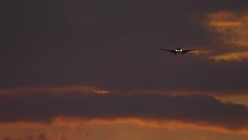 Jet Plane Approaching Landing Airplane Beautiful Evening Sky