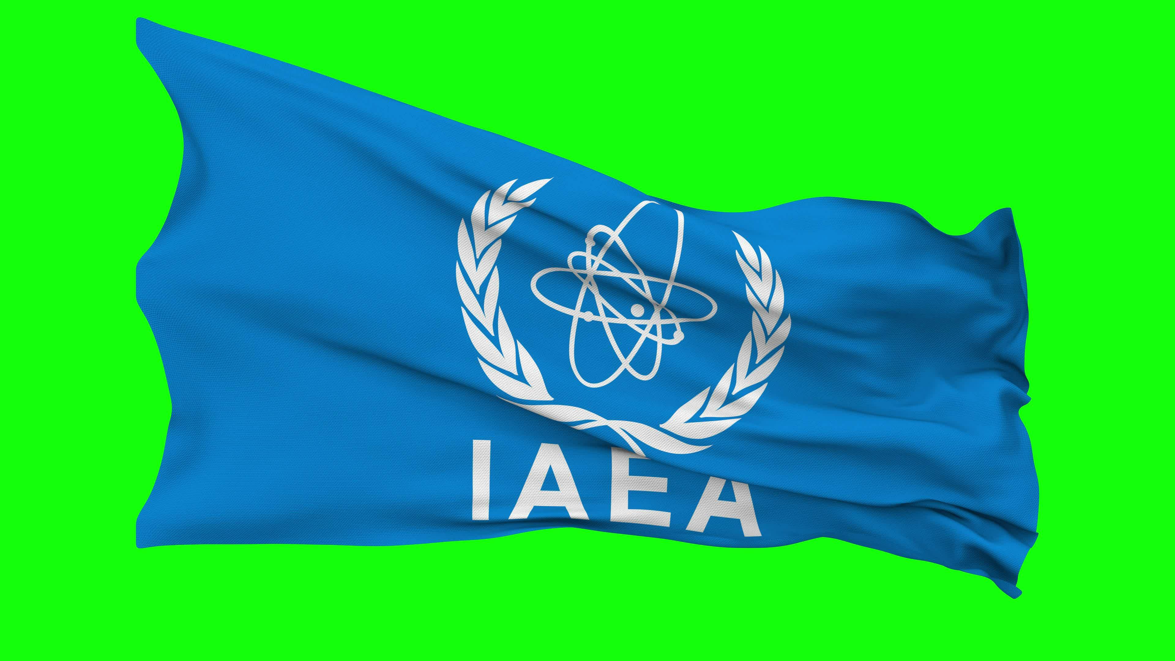International Atomic Energy Agency, IAEA Flag Waving Seamless Loop in Wind, Chroma Key Green ...