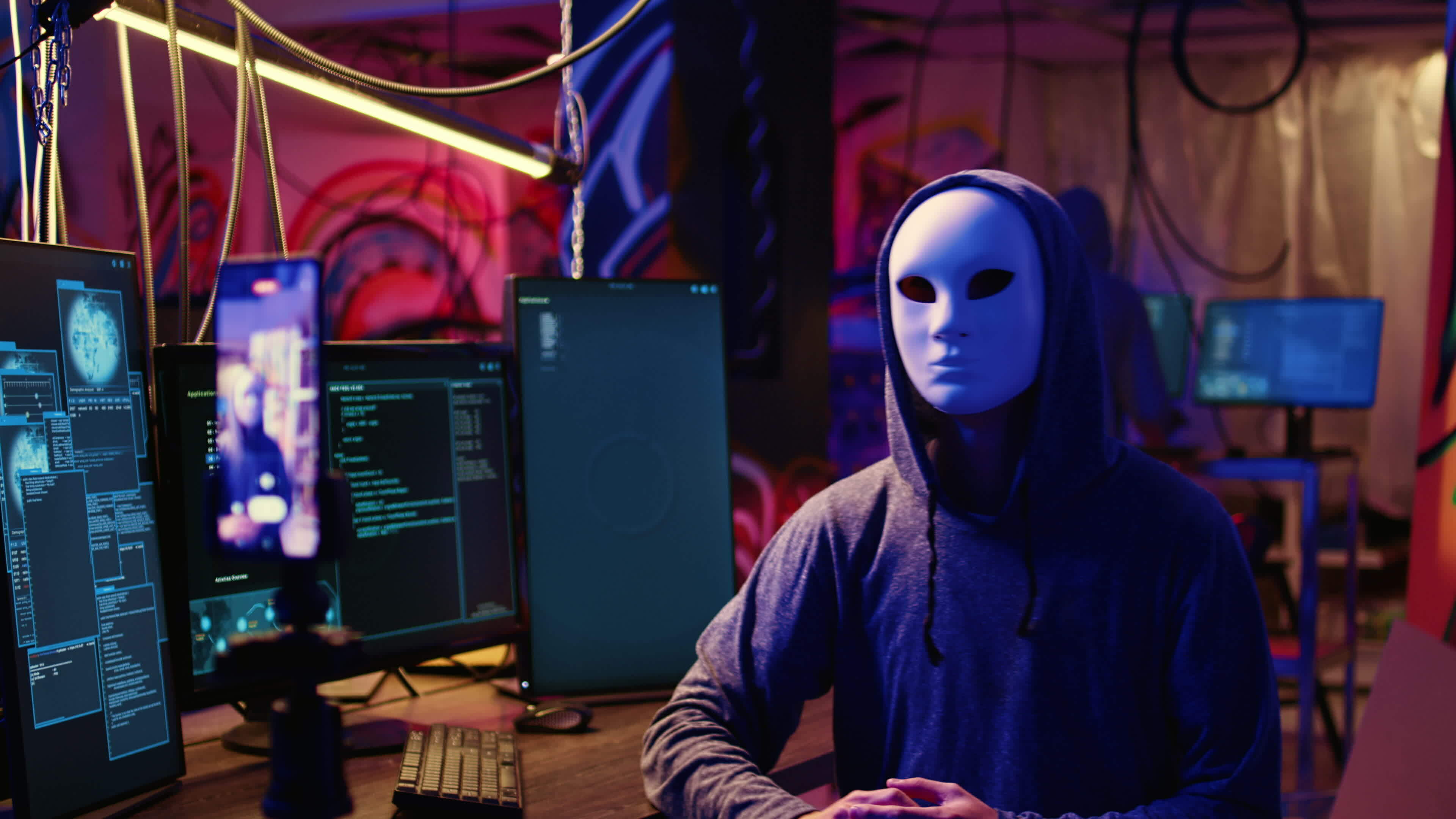 Masked Hackers Filming Video Threatening To Not Stop Coordinating Ddos Attack On Website And