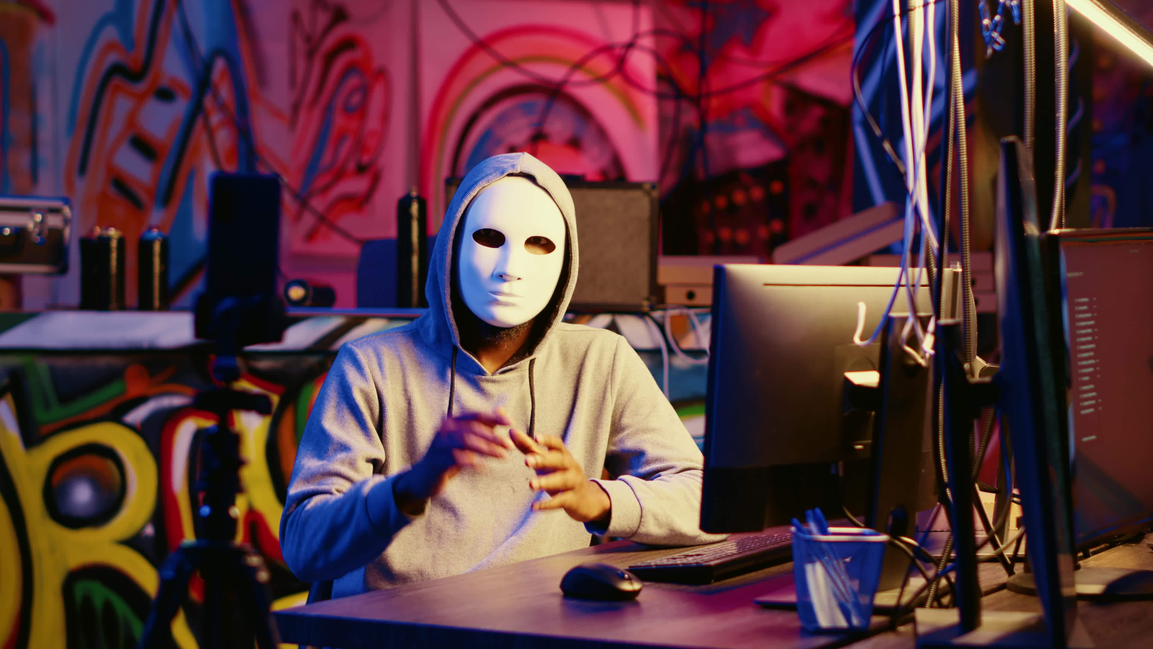 Hacker Mask Stock Video Footage for Free Download