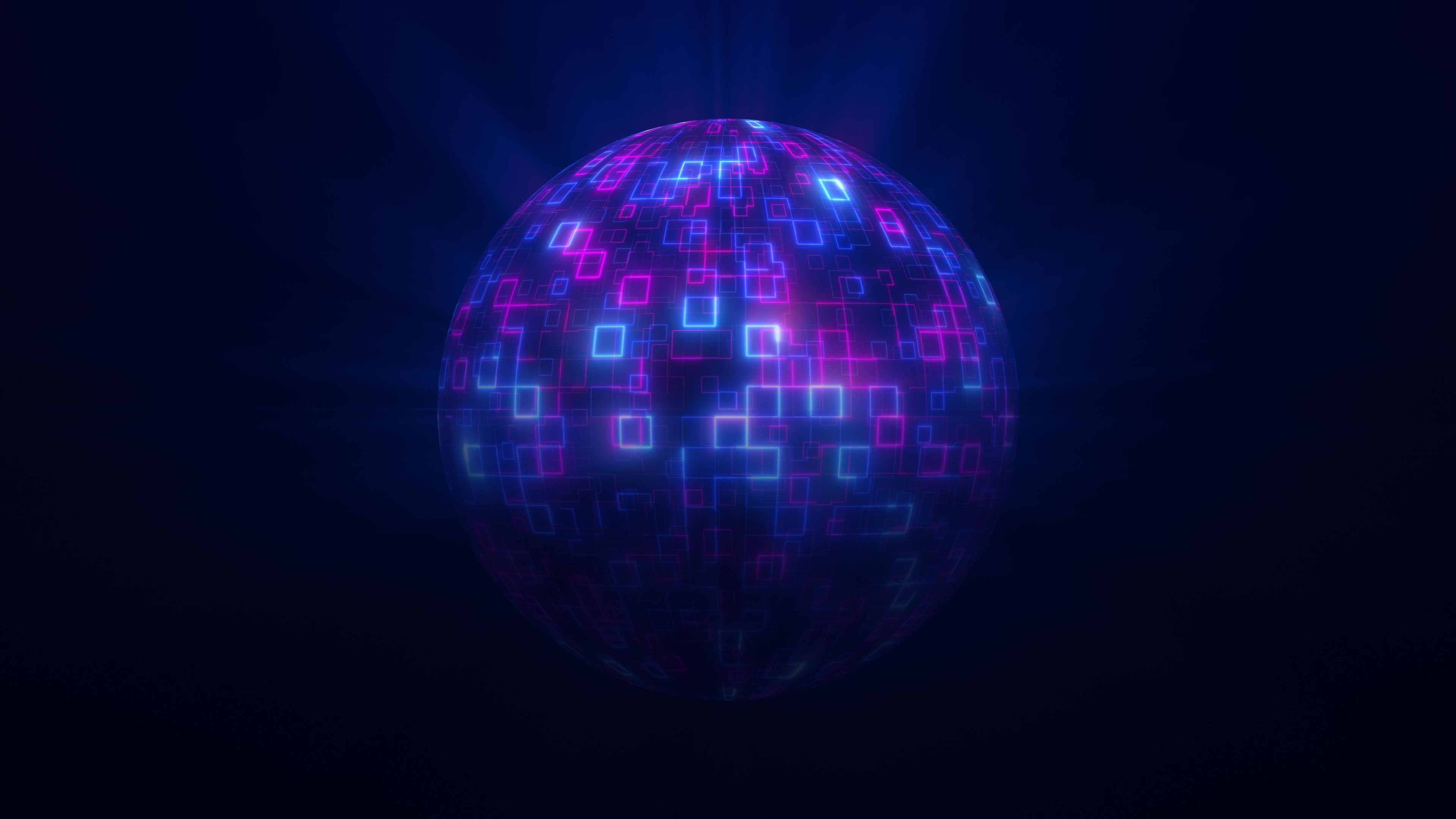 Abstract sphere ewith digital blocks and big data. High-tech concept. 3D rendering. Seamless ...