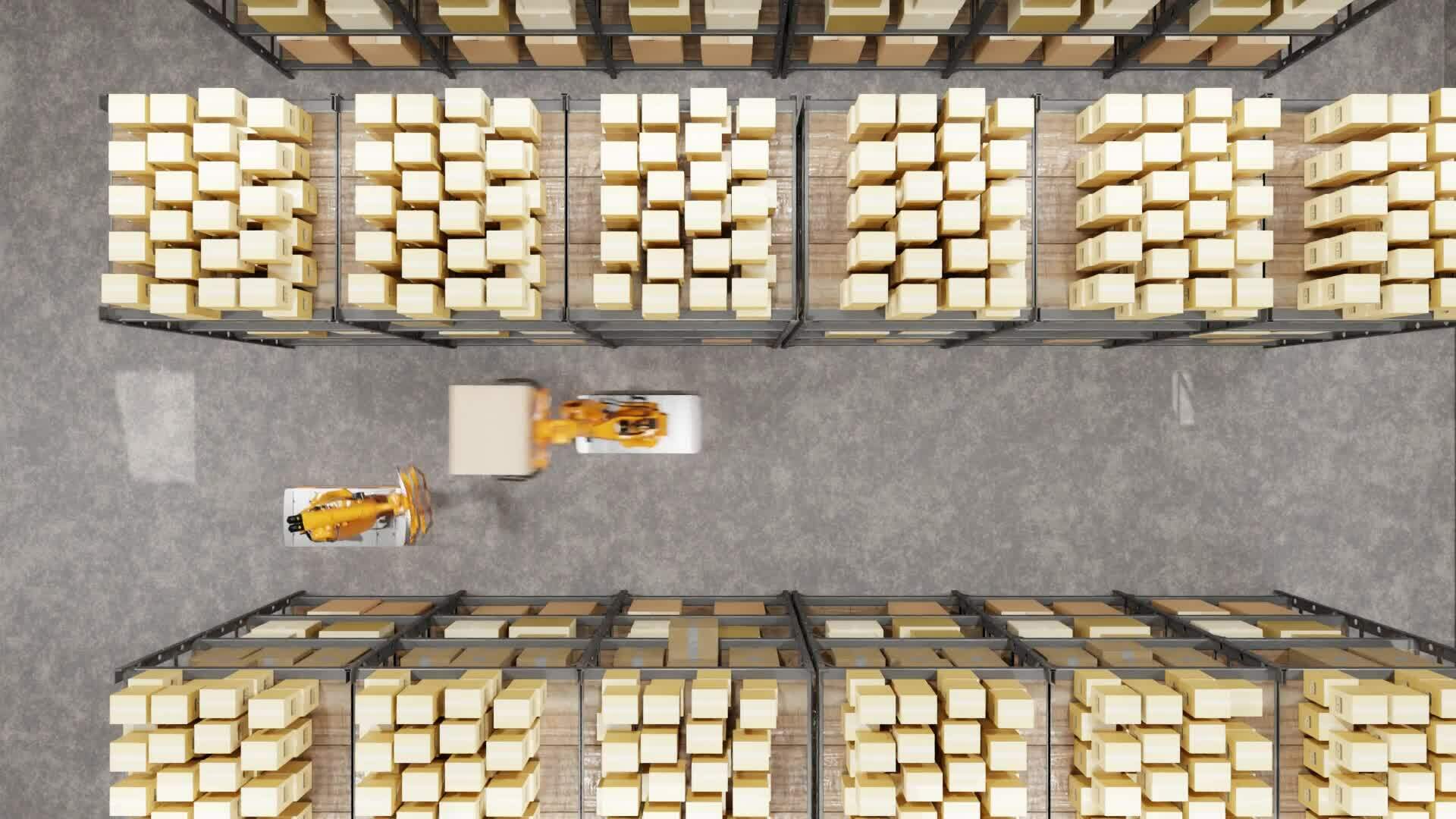 Warehouse Automatic Robots Loading And Unloading Of Boxes And Goods Artificial Intelligence