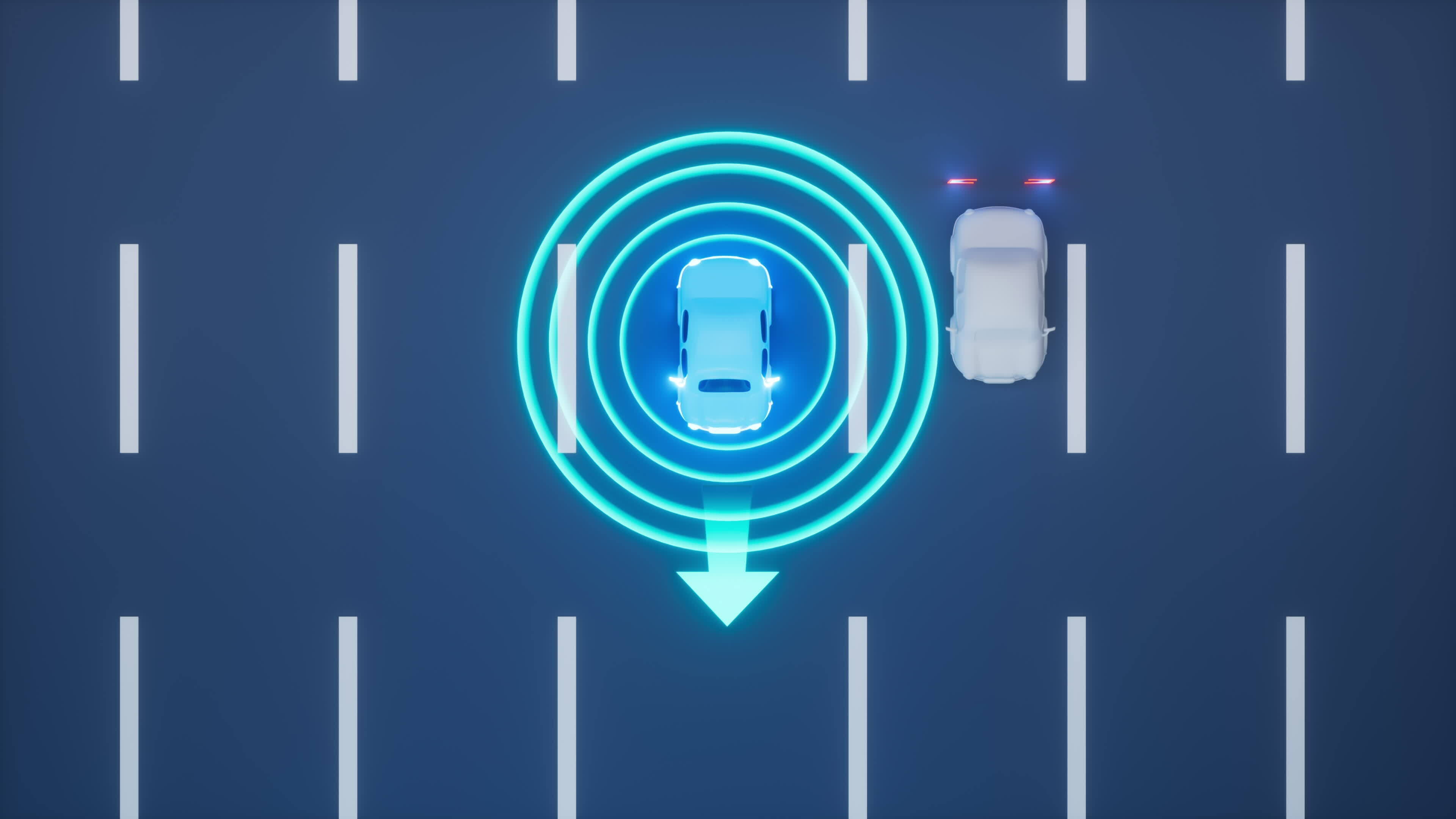 Autonomous Self Driving Car Moving through highway, Autopilot and ...