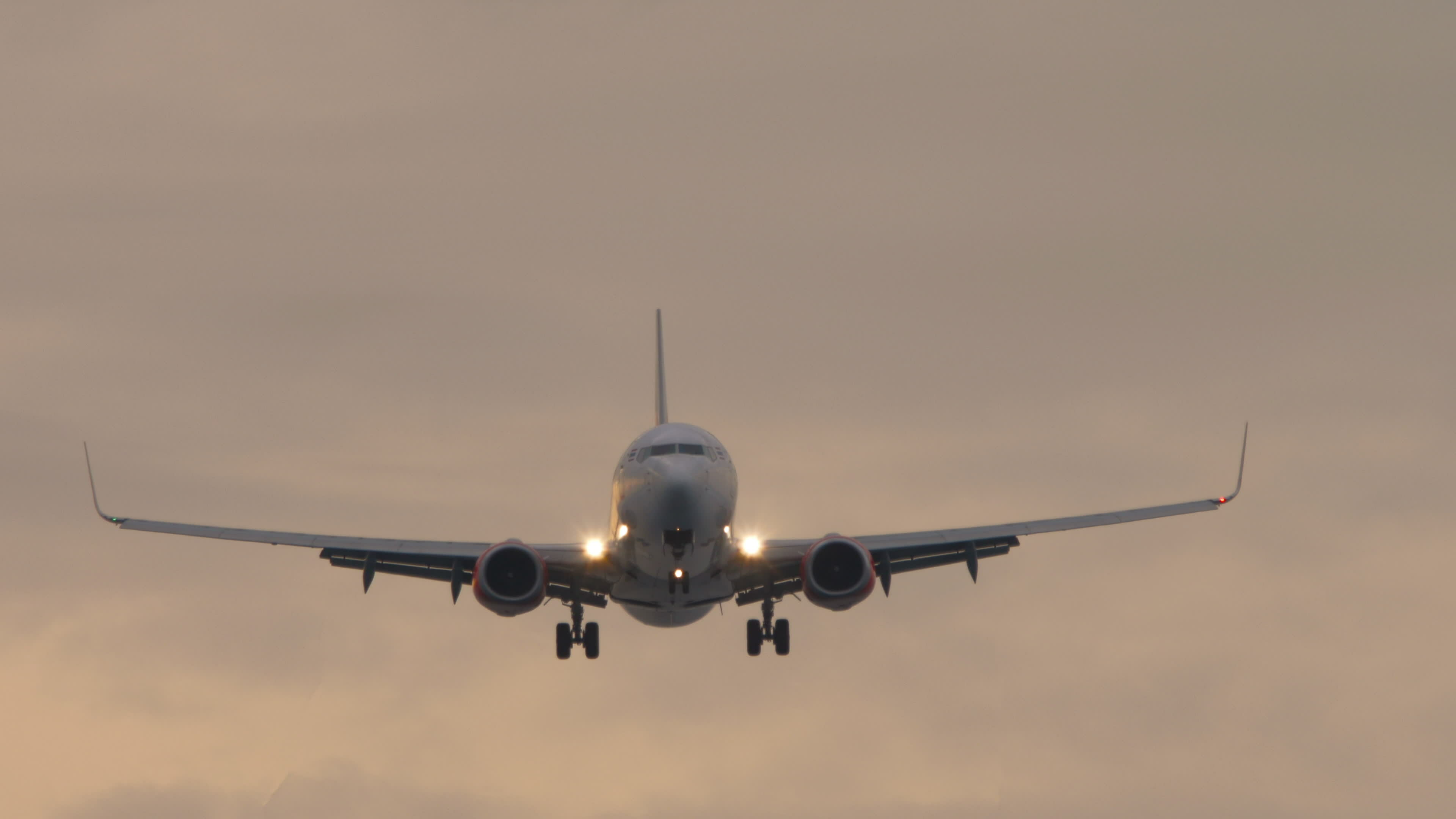 Modern Jet Flying Overhead Plane Is Approaching Airplane Is Landing