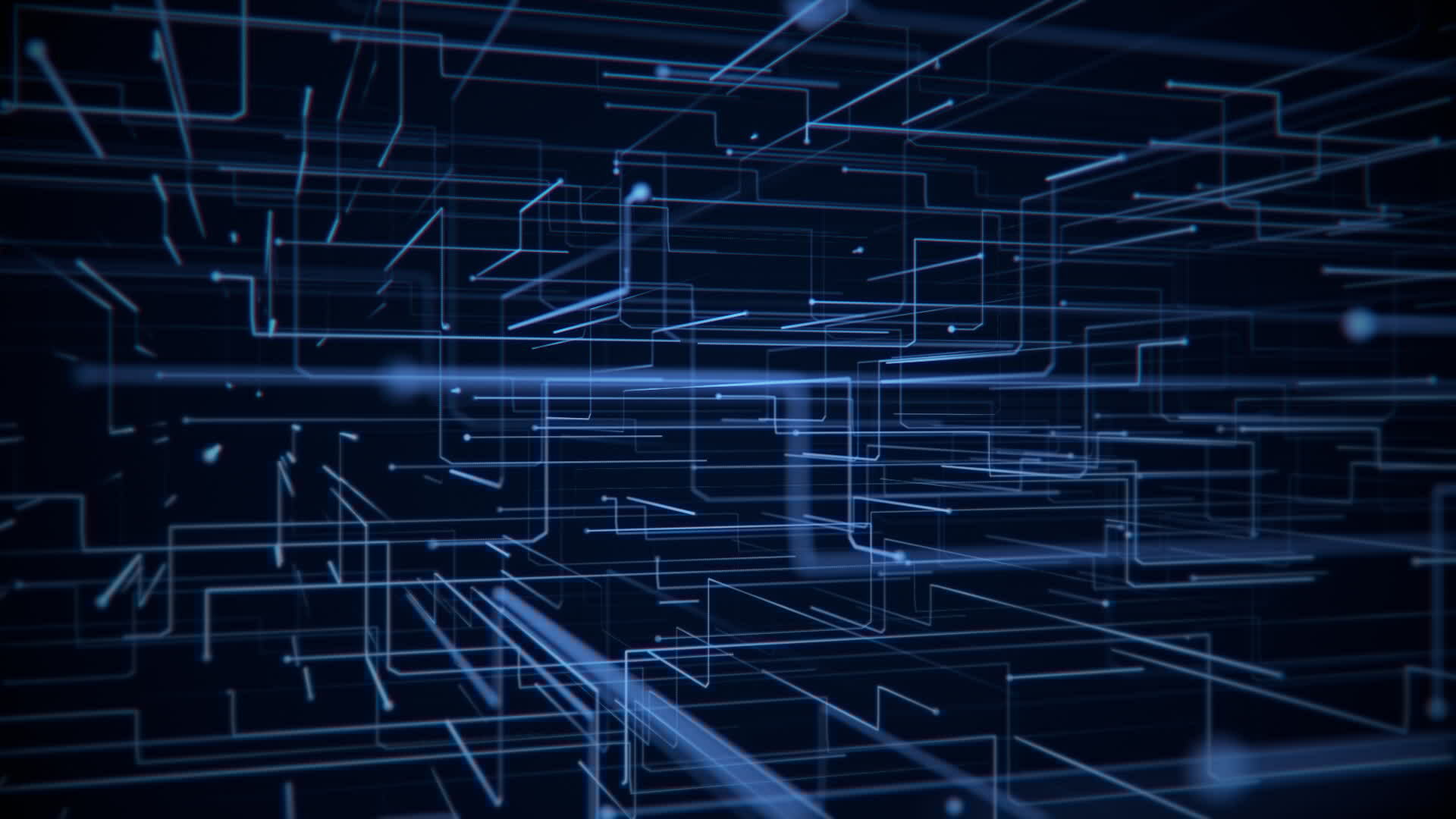Abstract Tech 3d Circuit Board Styled Background With Fast Moving Nodes Streaming Digital Data