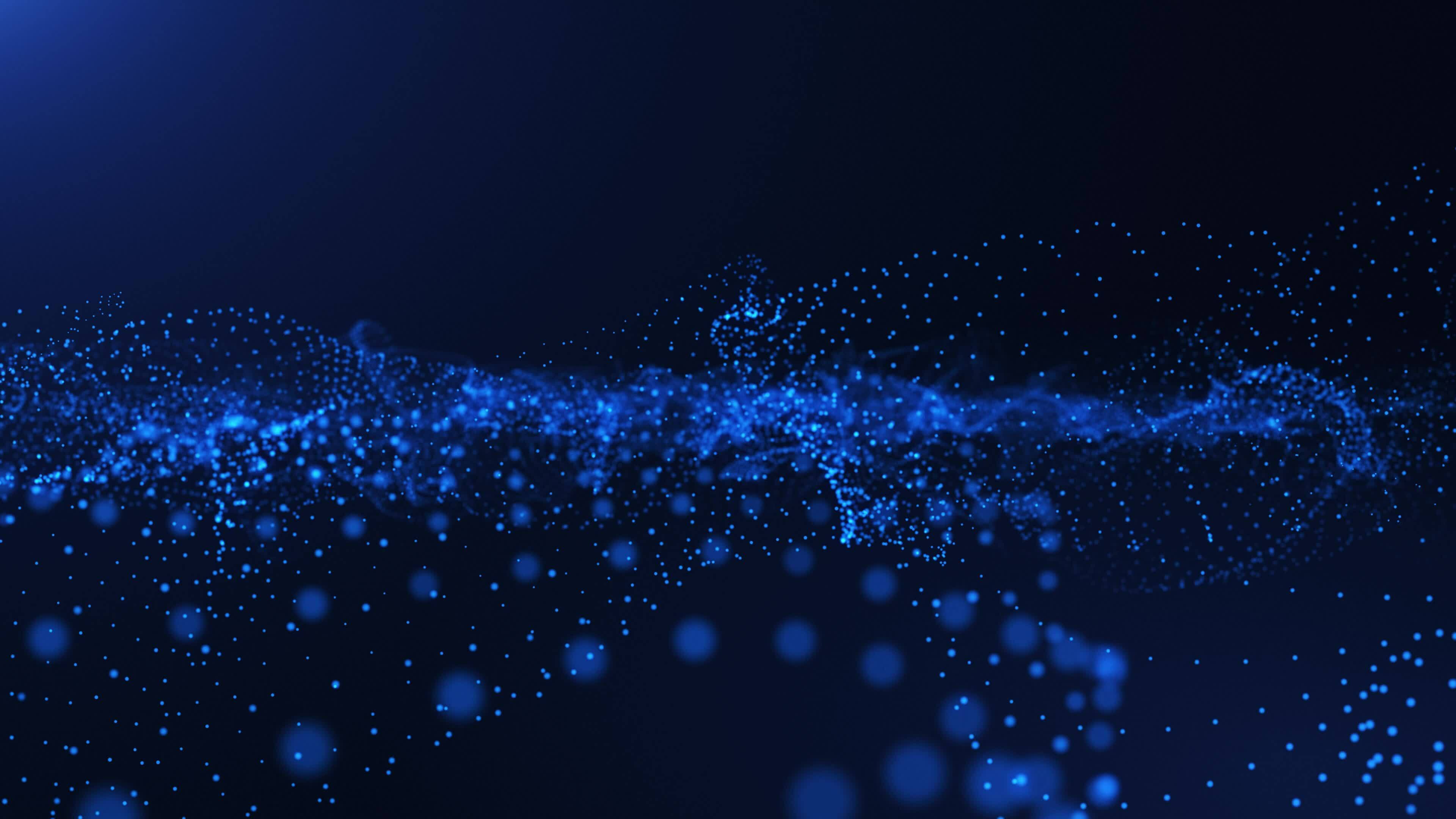 Abstract digital dynamic particle waves with light motion lights background, data flow, cyber ...