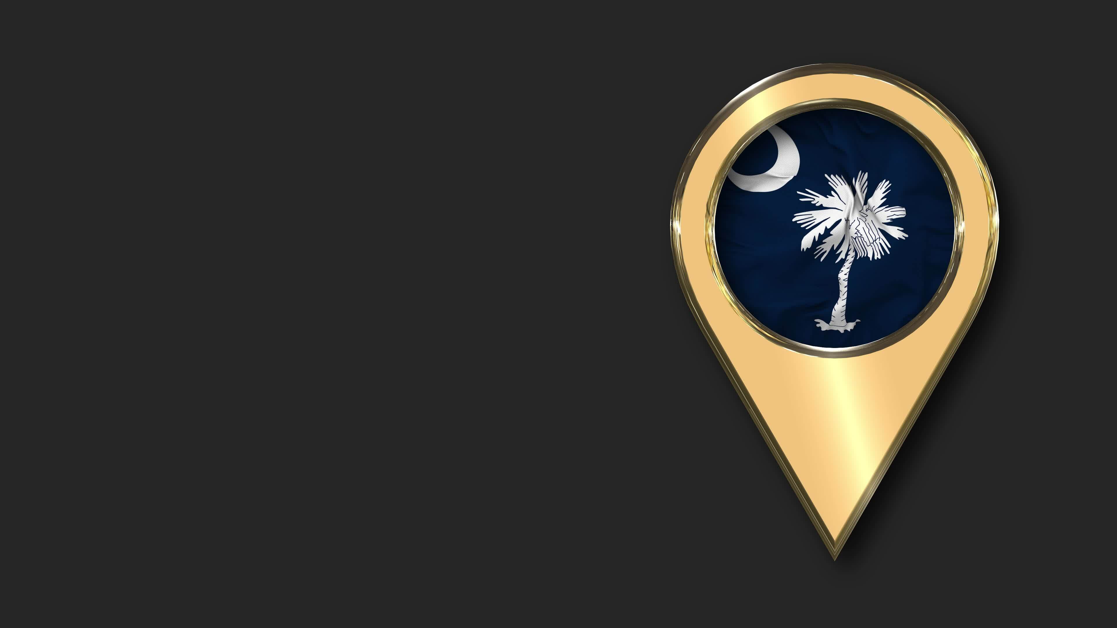 State Of South Carolina Gold Location Icon Flag Seamless Looped Waving
