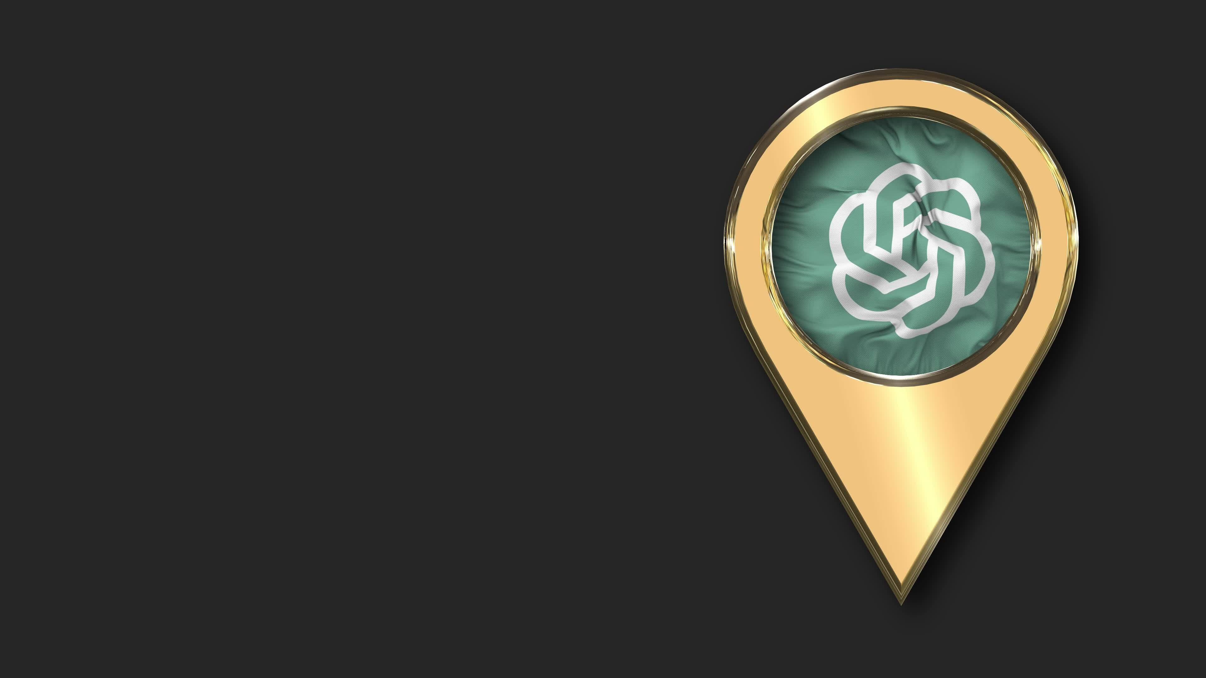 Chatgpt Openai Gold Location Icon Flag Seamless Looped Waving Space On