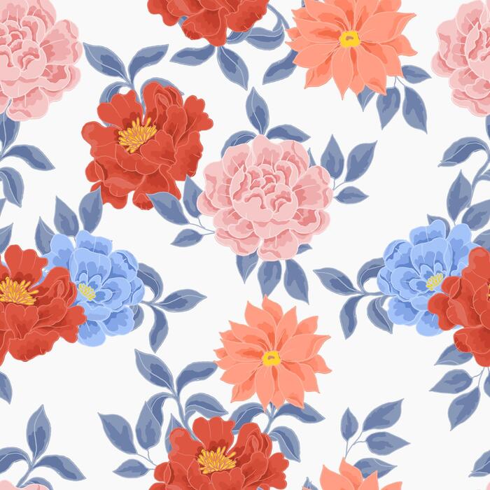 Peony Flower Pattern Vector Art, Icons, and Graphics for Free Download