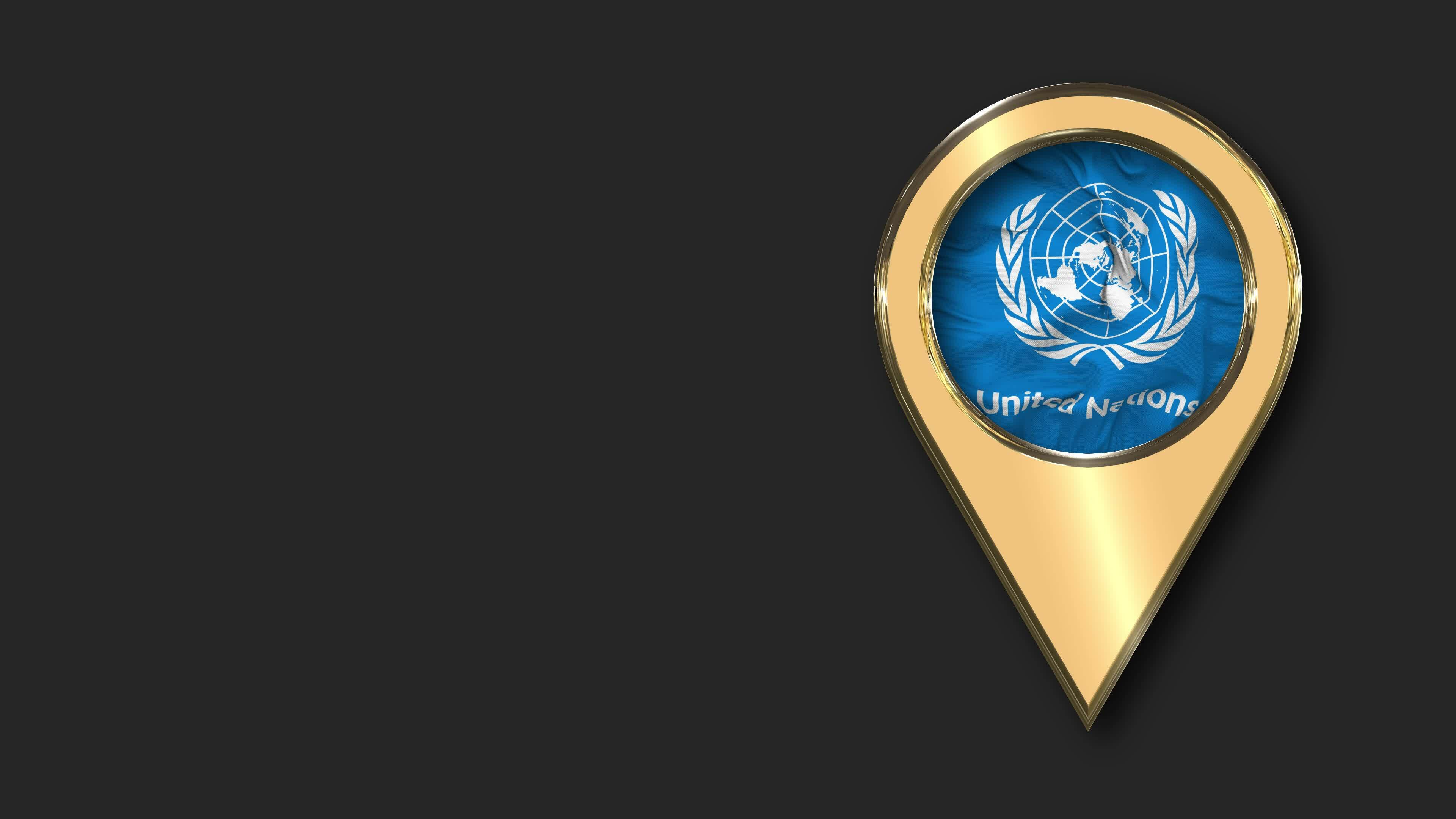 United Nations Un Gold Location Icon Flag Seamless Looped Waving