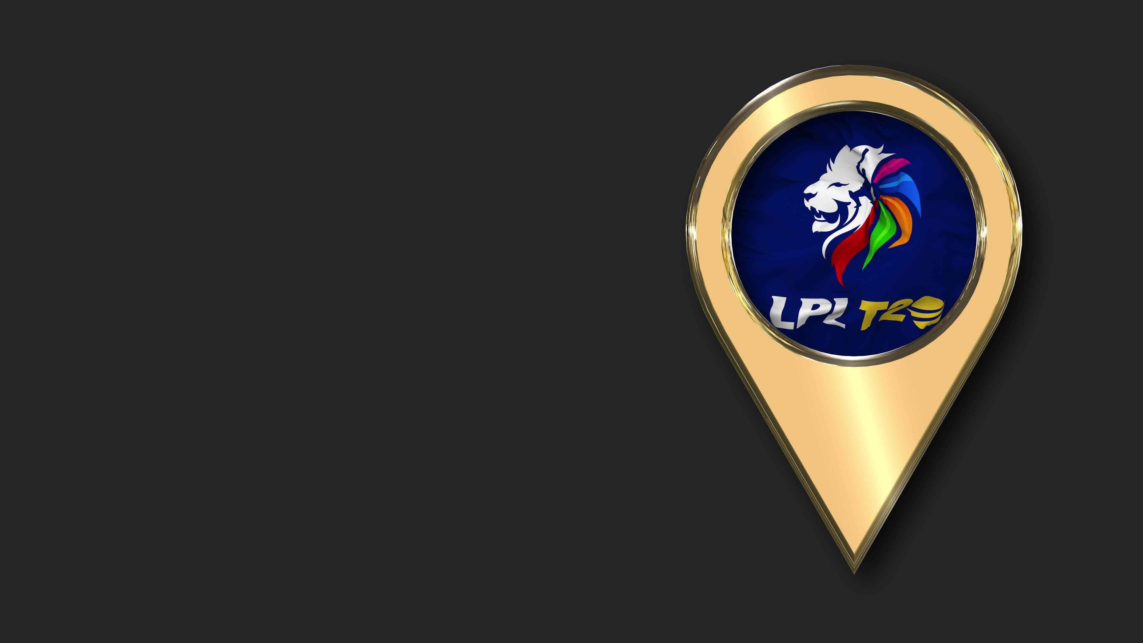 Lanka Premier League, LPL T20 Gold Location Icon Flag Seamless Looped Waving, Space on Left Side ...
