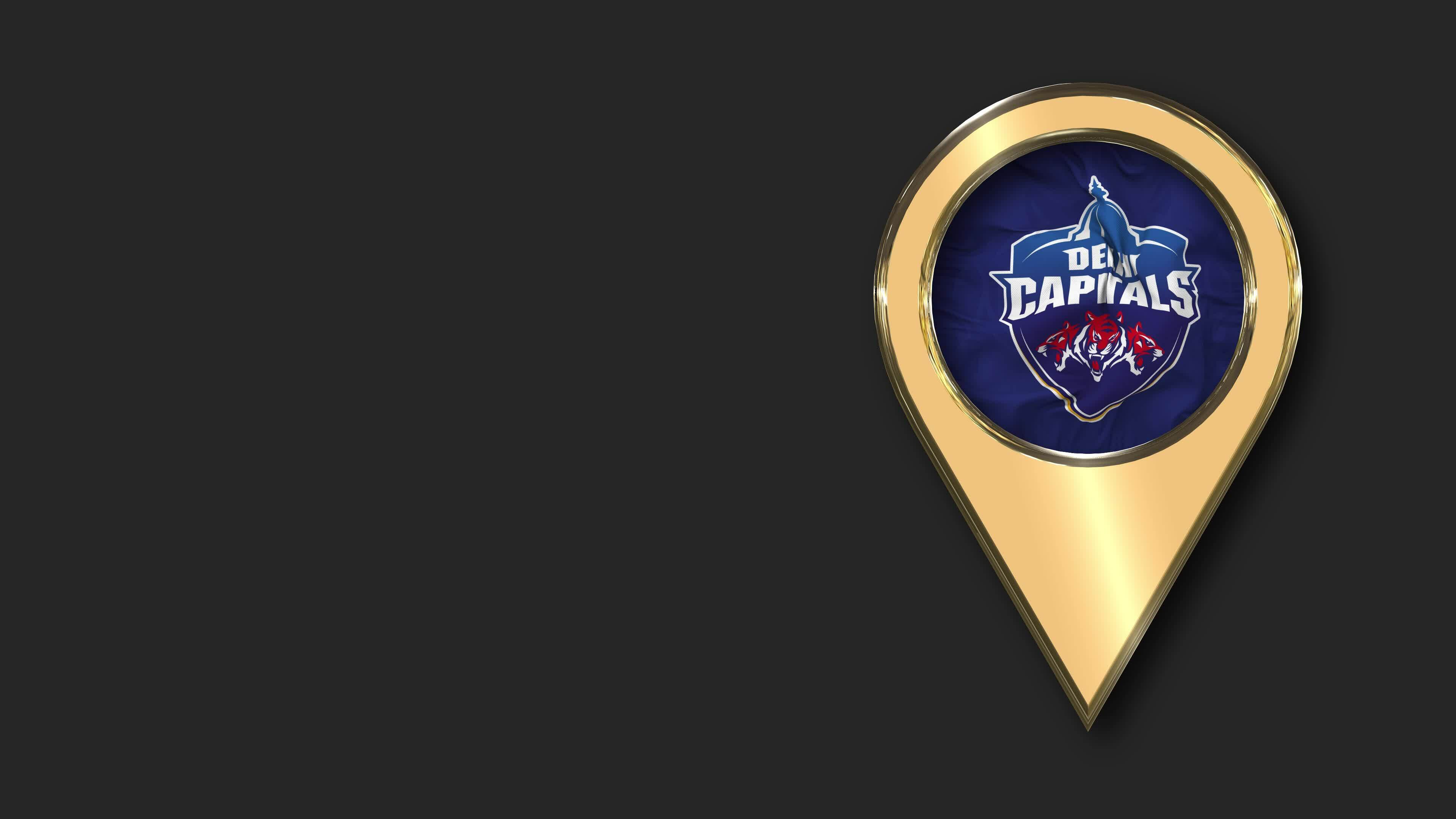 Delhi Capitals Dc Gold Location Icon Flag Seamless Looped Waving Space On Left Side For Design