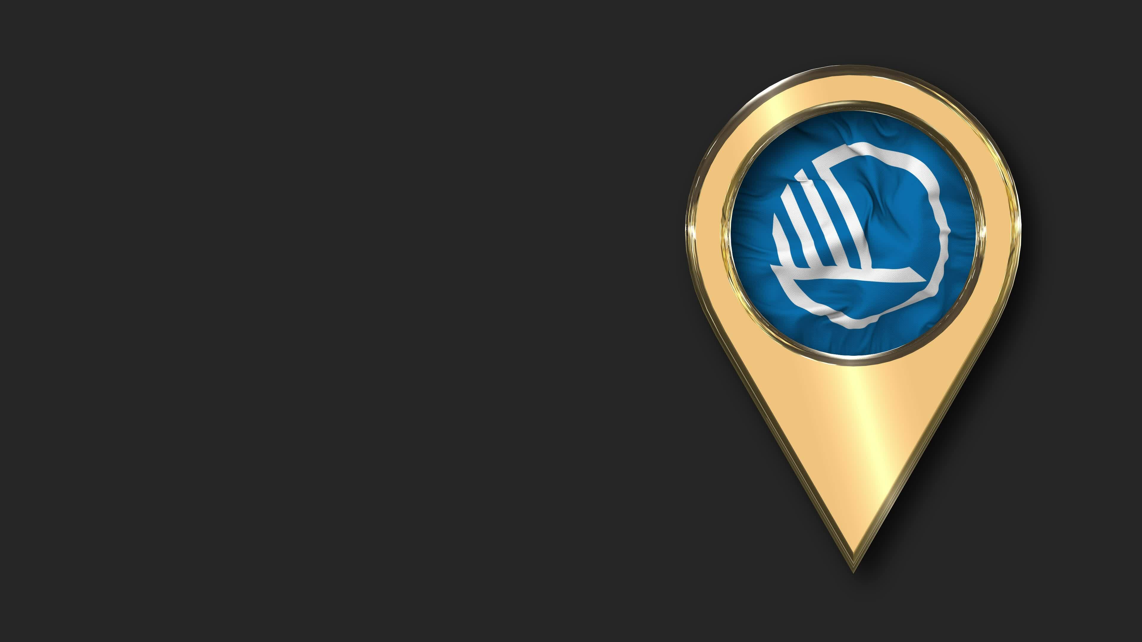 Nordic Council Gold Location Icon Flag Seamless Looped Waving Space On