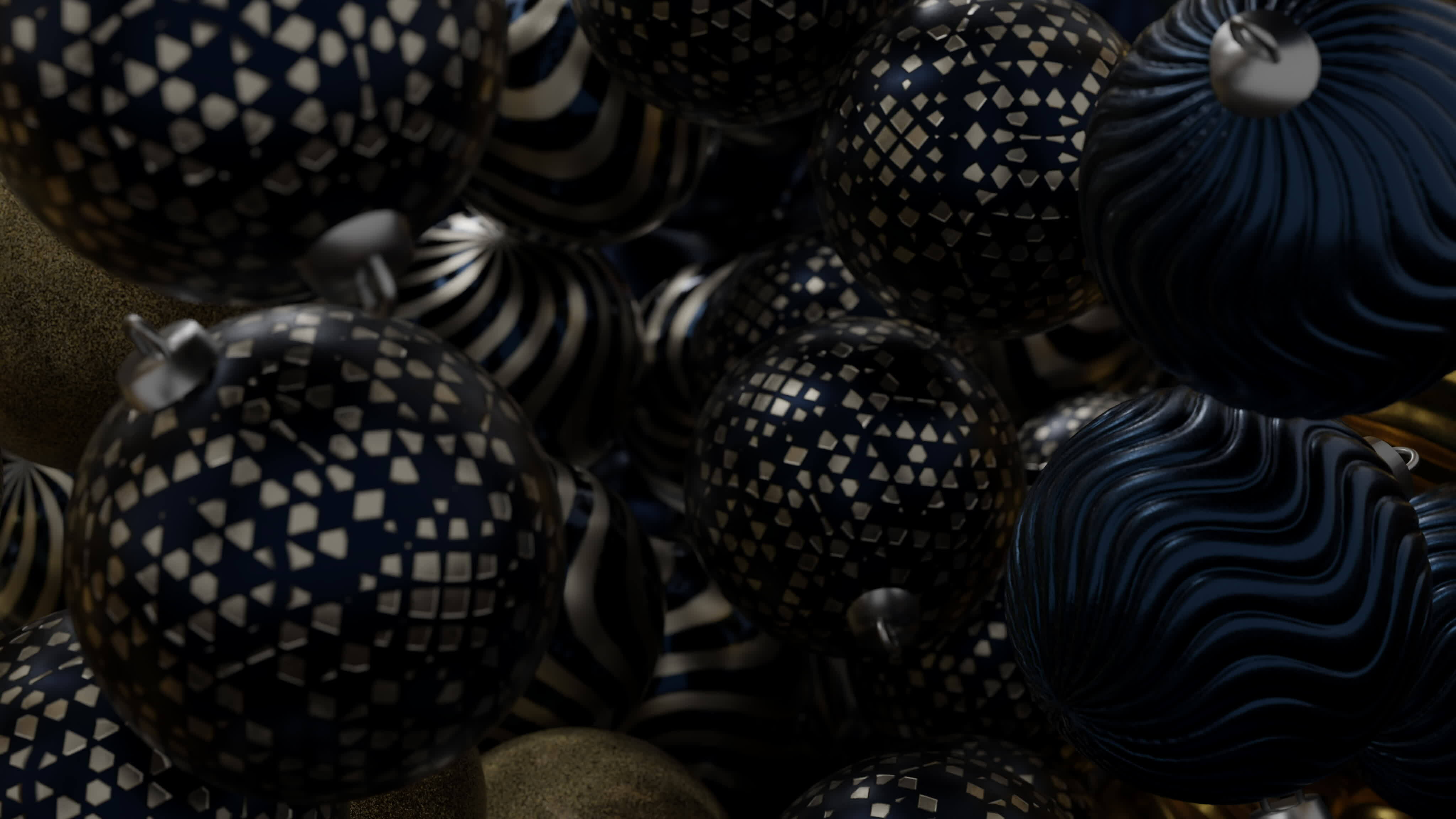 3d animation with dynamic movement of christmas ornaments. Video render ...