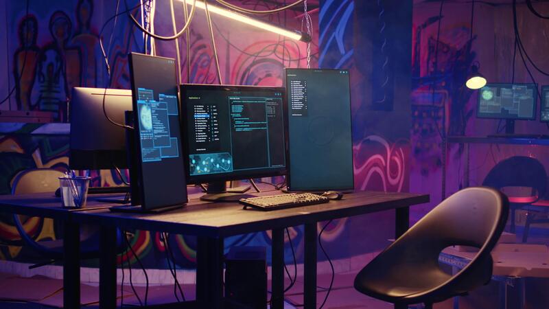 Zoom in shot on software interface on computer screen showing ...