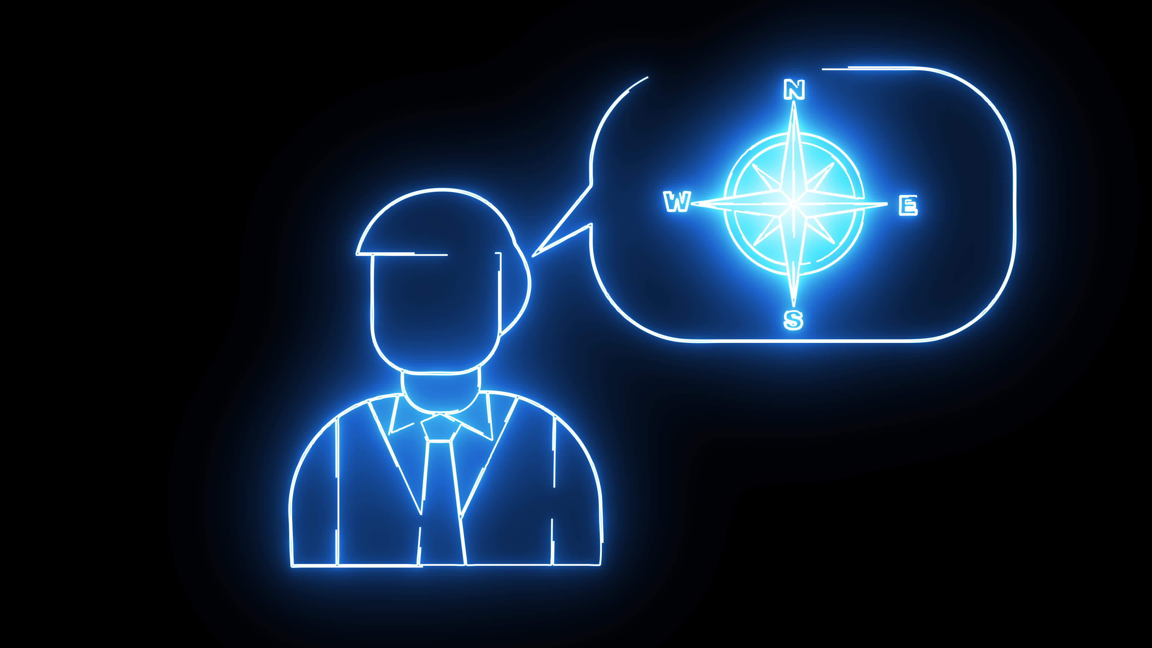 Animated man sketch and compass sketch with glowing neon saber effect ...