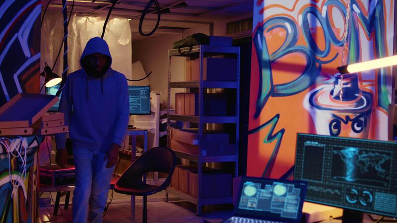 Hackers Doing Computer Sabotage Using Encryption Trojan Ransomware In Hidden Base