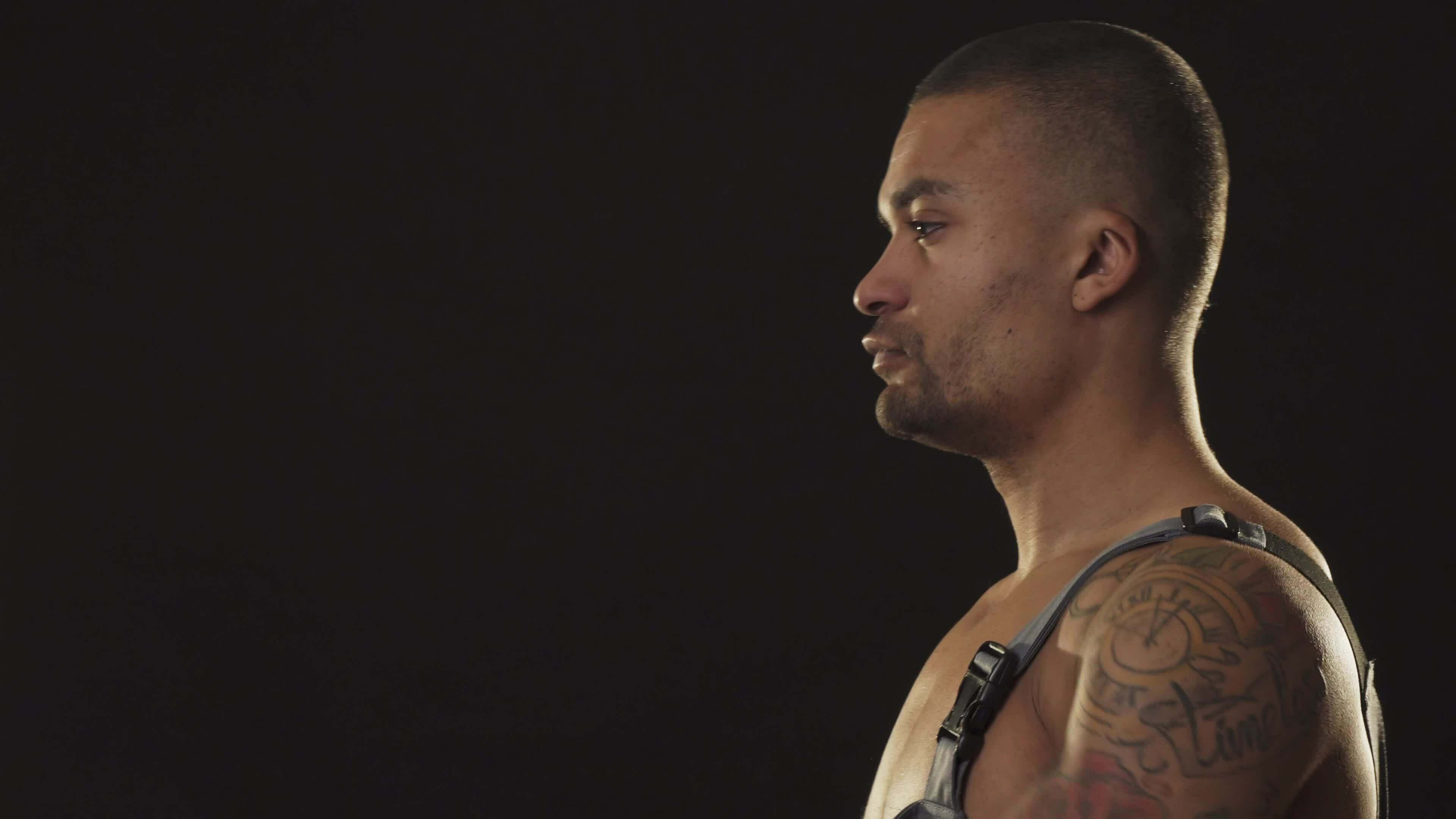 Handsome confident muscular African male with a drill machine 35168837 ...