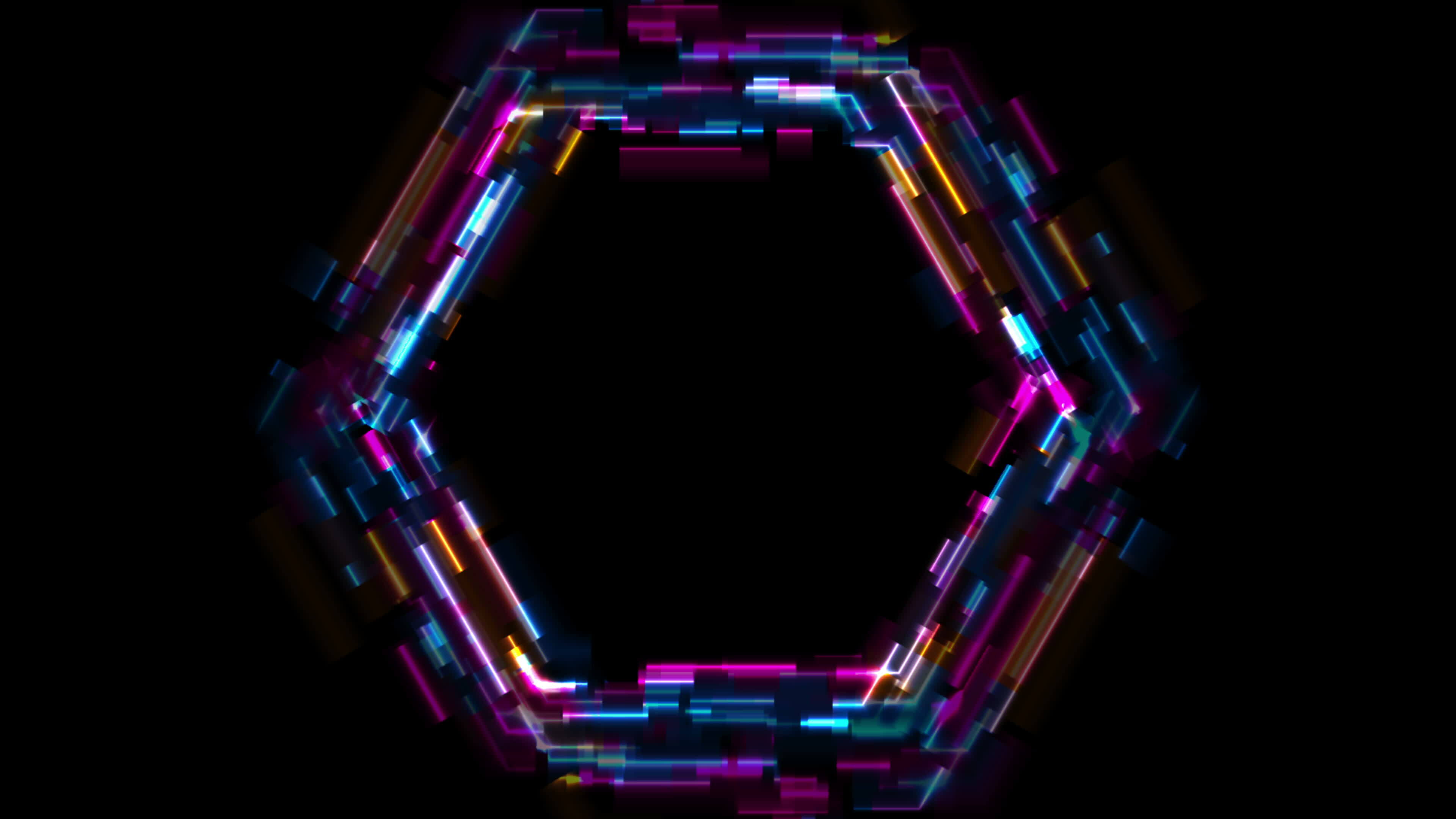 Abstract tech glowing neon hexagon motion background with glitch effect 35211415 Stock Video at ...