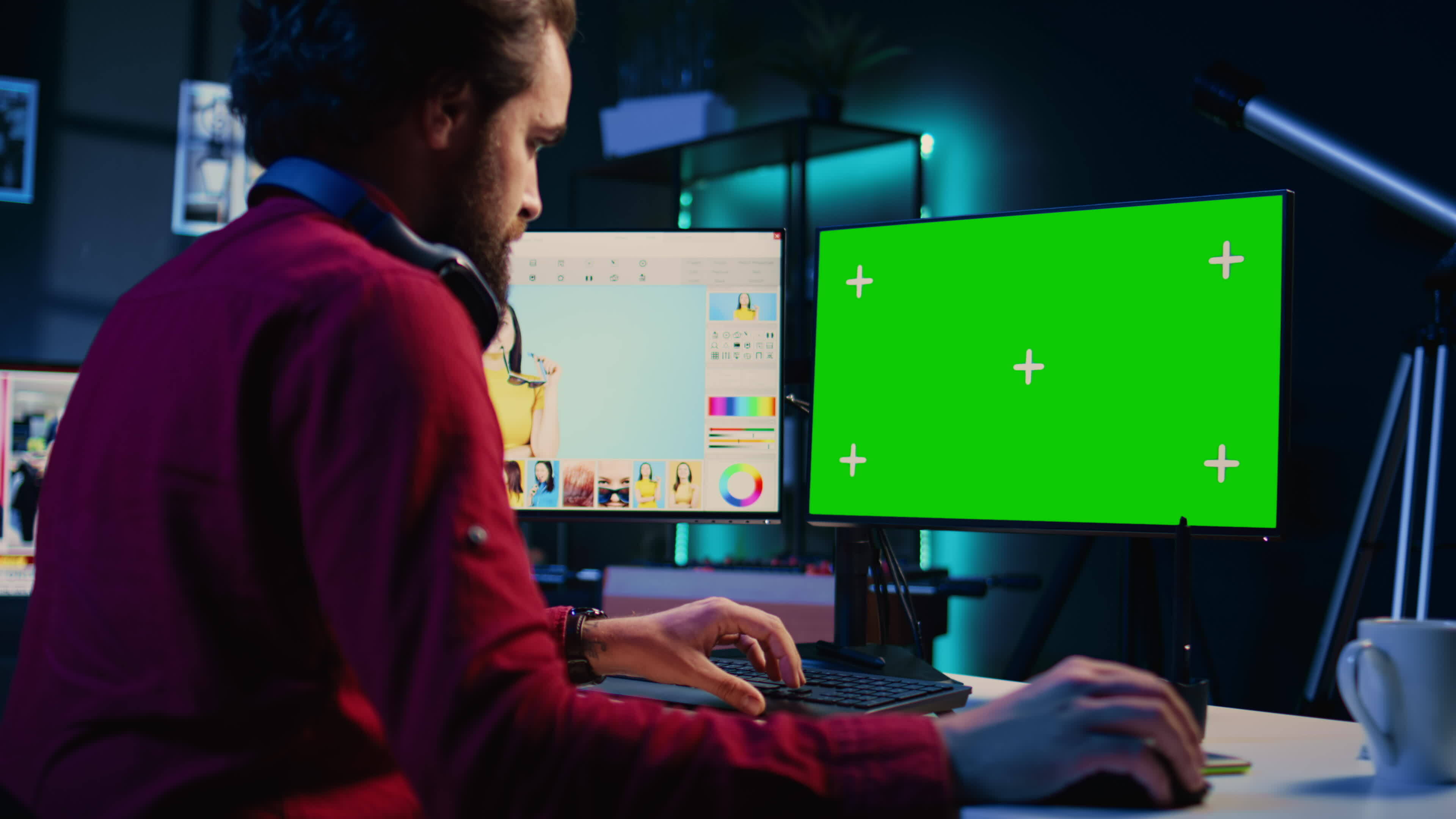 Photographer Enhancing Images Quality Using Isolated Screen Display Correcting Flaws And