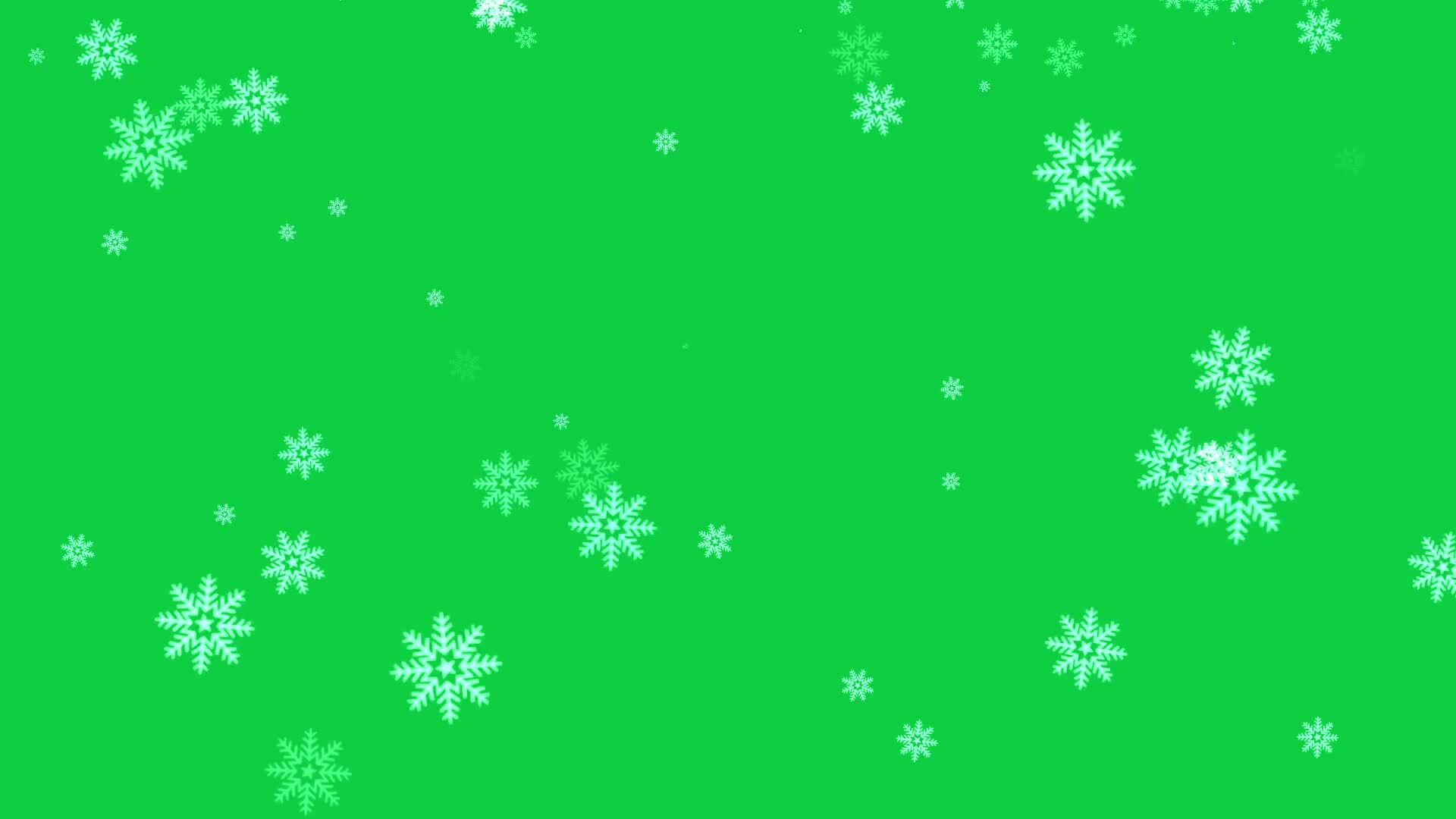 Christmas snowflakes particles falling animation overlay effect isolated on green screen ...