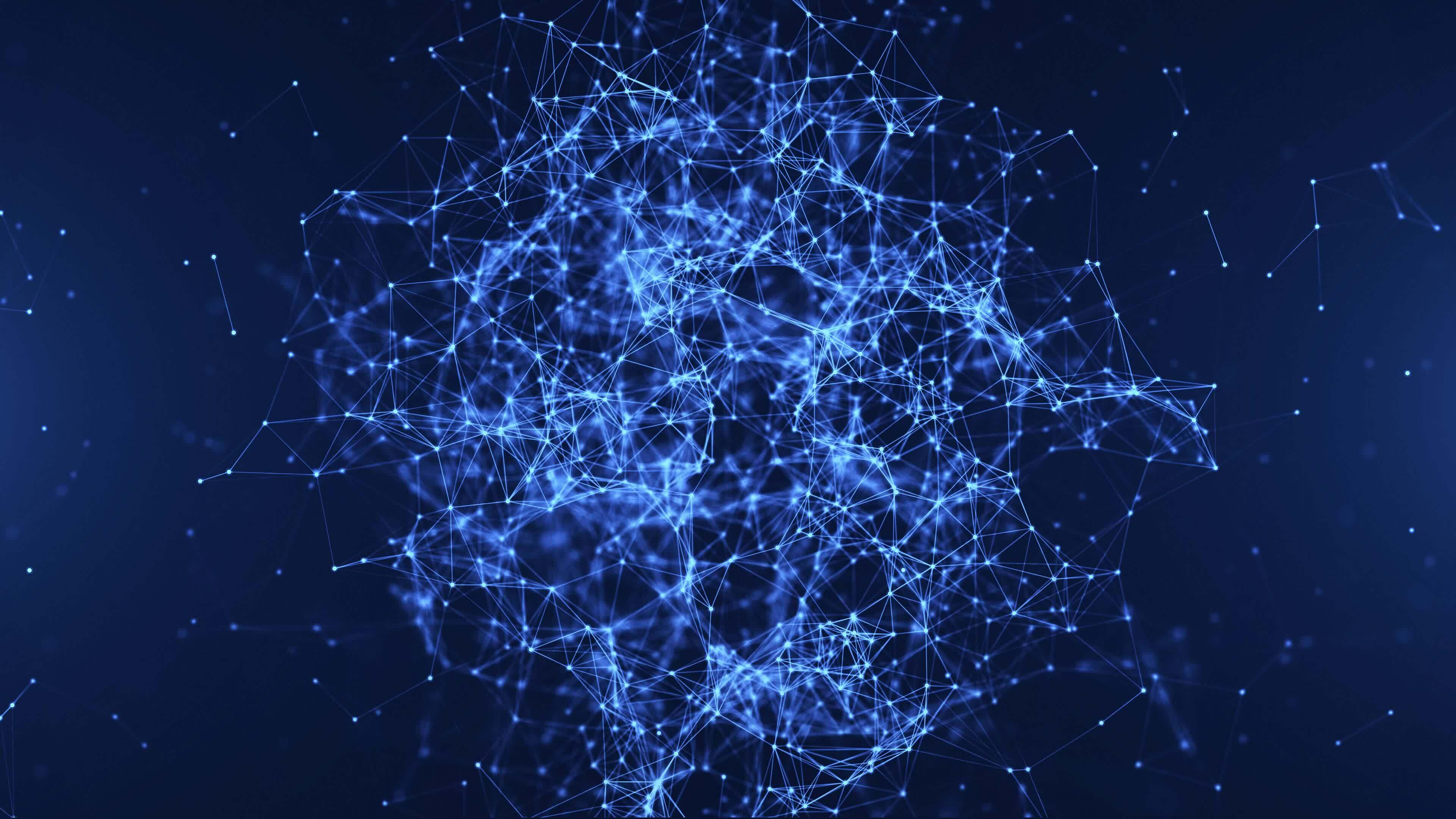 Abstract Technological Sphere Background Made Of Animated Plexus Of Lines Dots And Triangles