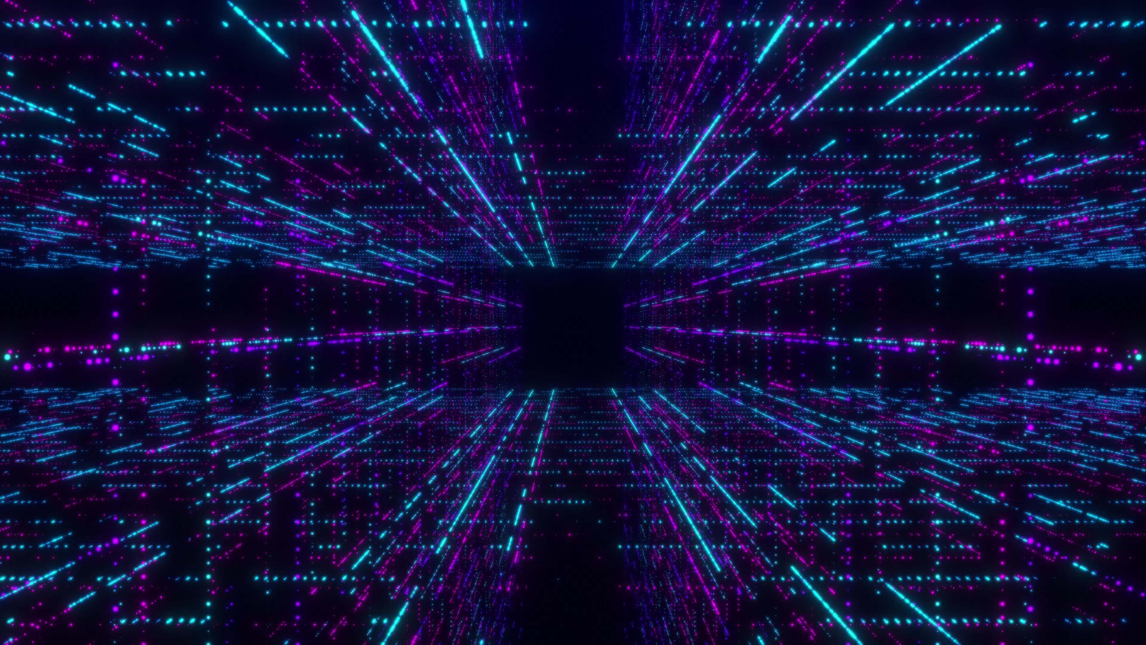 Digital cyberspace with particles and digital data network technologies. Abstract futuristic ...