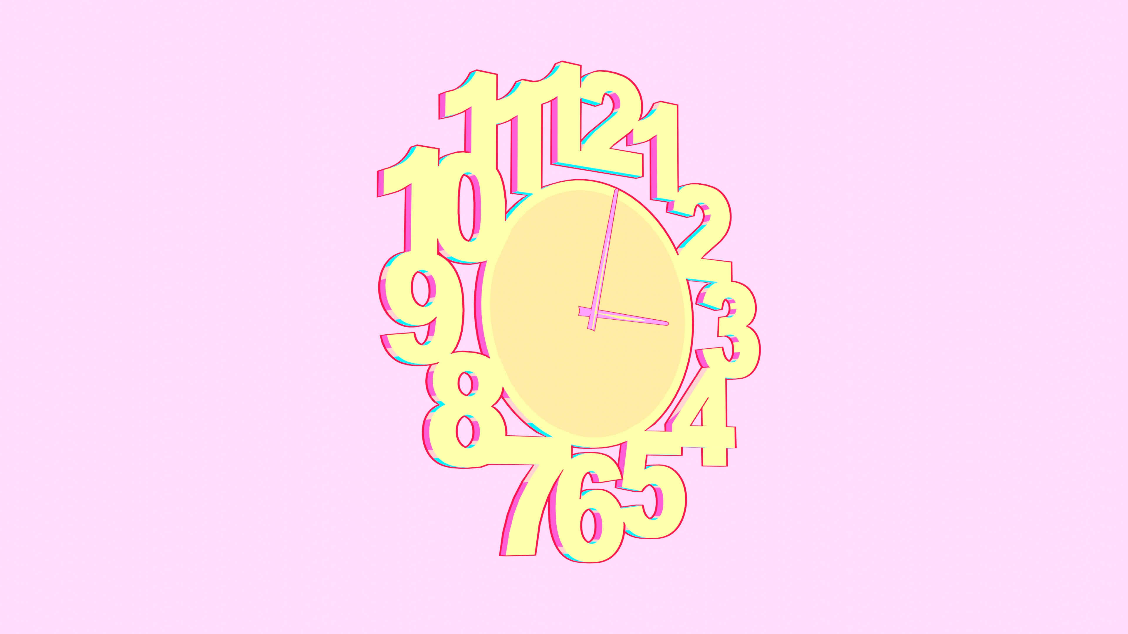 animated spinning clock, clockwise seamless loop in stylized toon ...